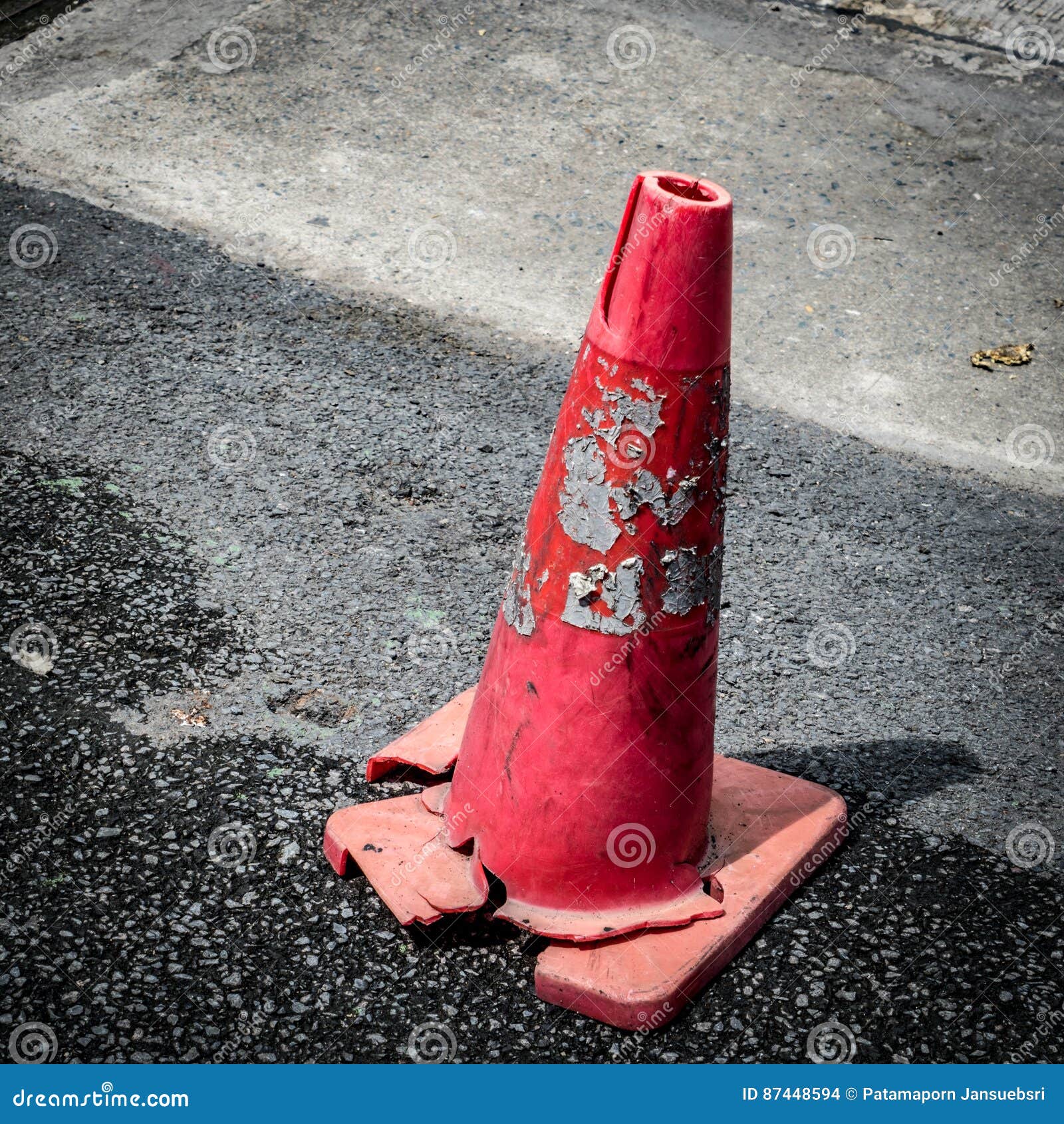 Plastic red cone stock photo. Image of sign, broken, street - 87448594