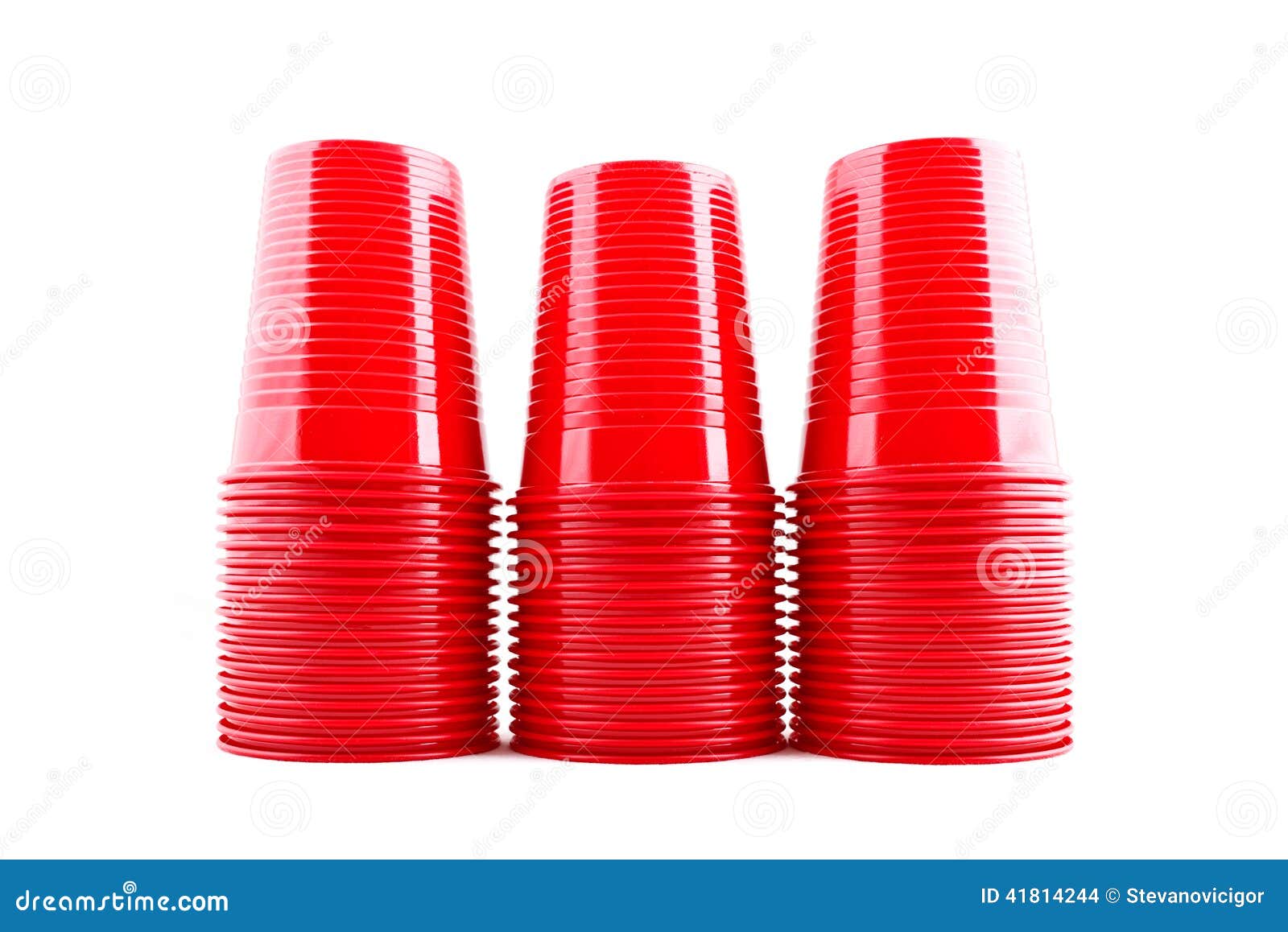 Plastic Red Cups Stack on White Background Stock Photo - Image of group ...