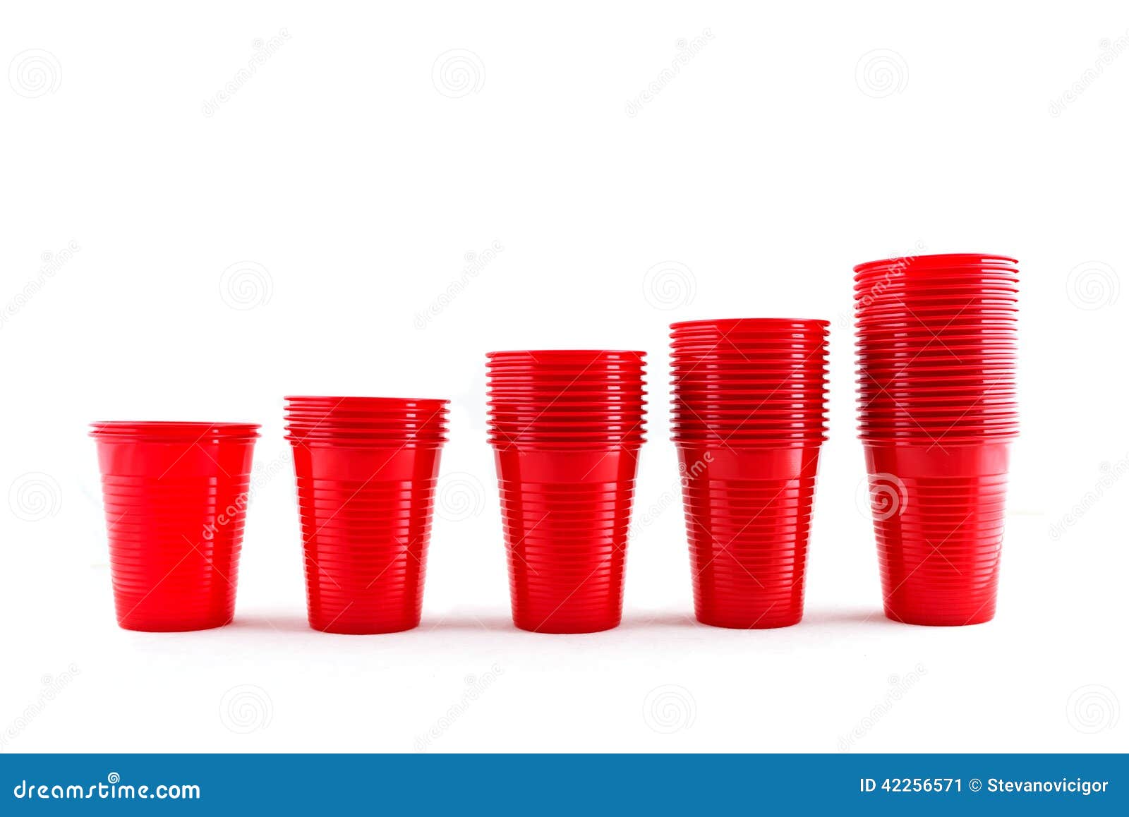 Plastic Red Cups Stack on White Background Stock Image - Image of drink ...