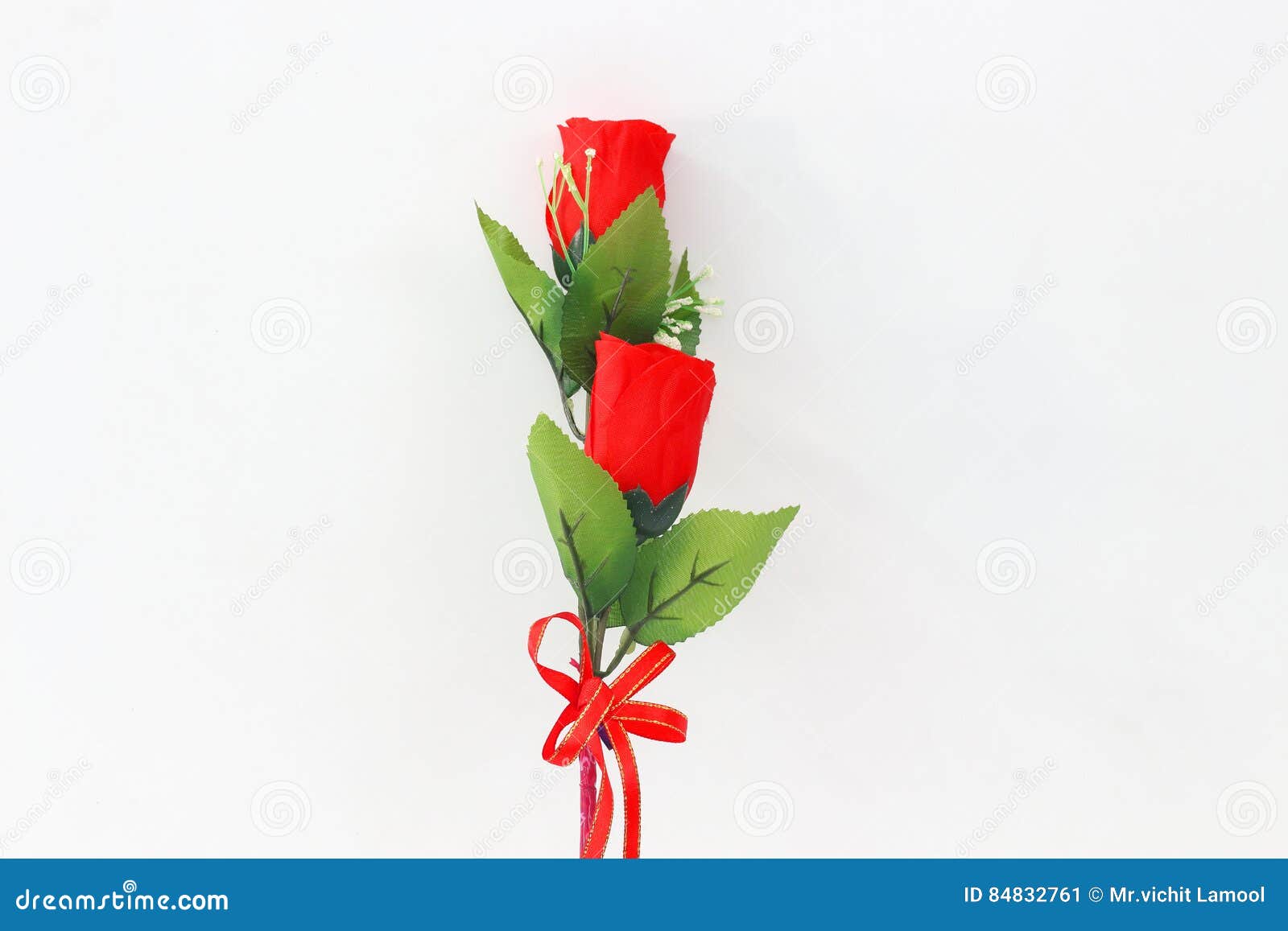 Plastic Red Roses on a White Background. Stock Image - Image of ...