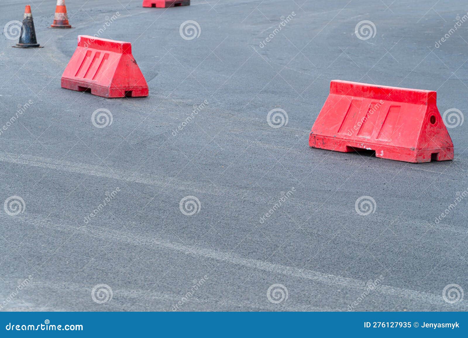 Plastic Road Fencing. Red Barriers on the Road Stock Image - Image of ...
