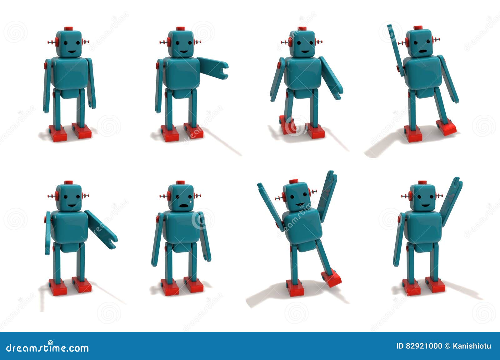 Plastic Robot Toy in Different Poses. Stock Illustration - Illustration ...