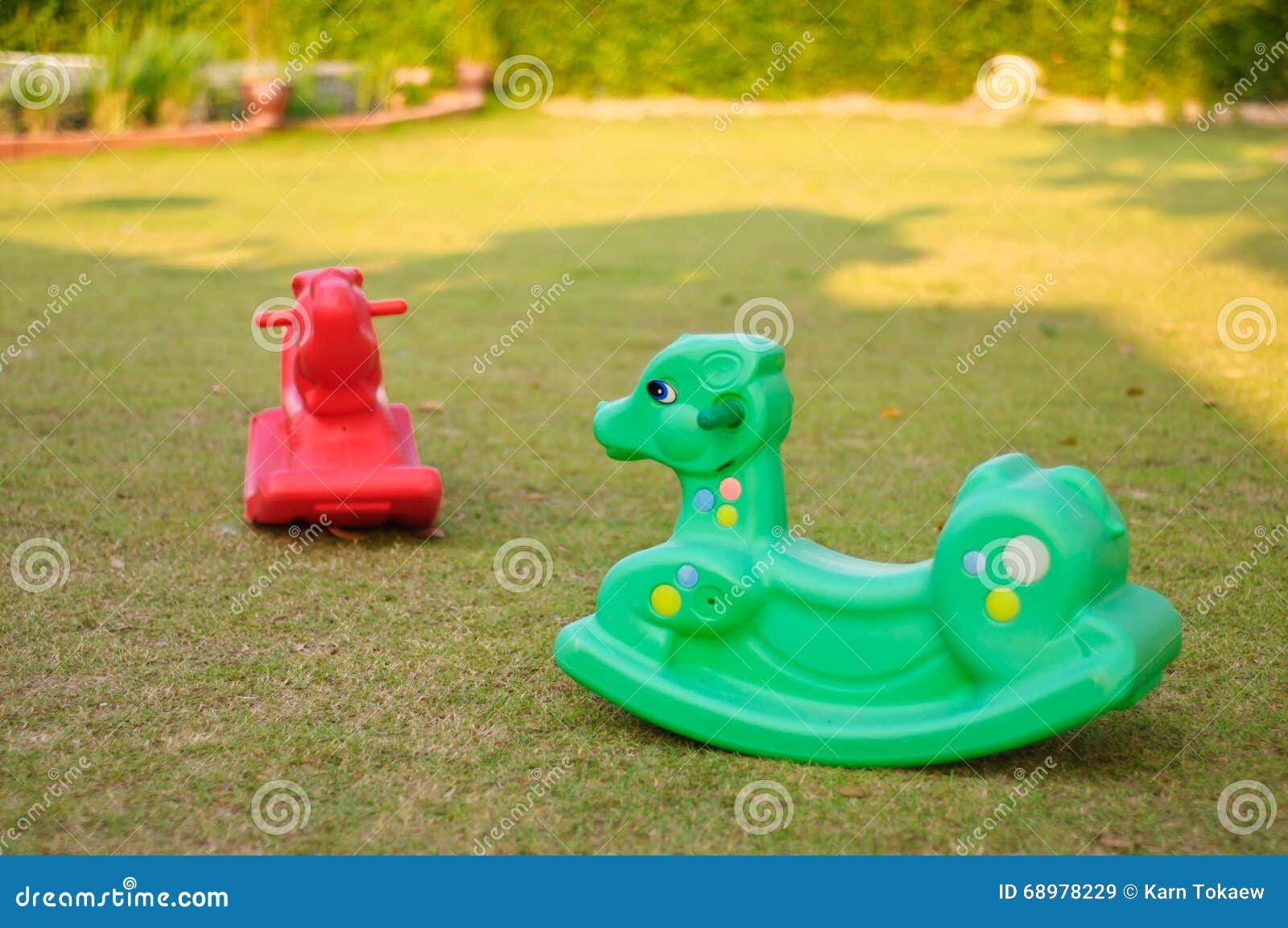 Plastic rocking horses stock image. Image of cute, rocking - 68978229
