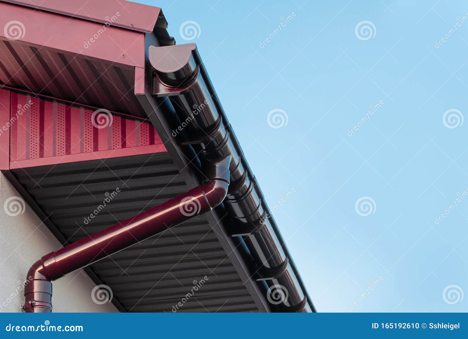 Plastic Roof Gutter and Drain Pipe with Copy Space Stock Photo - Image ...
