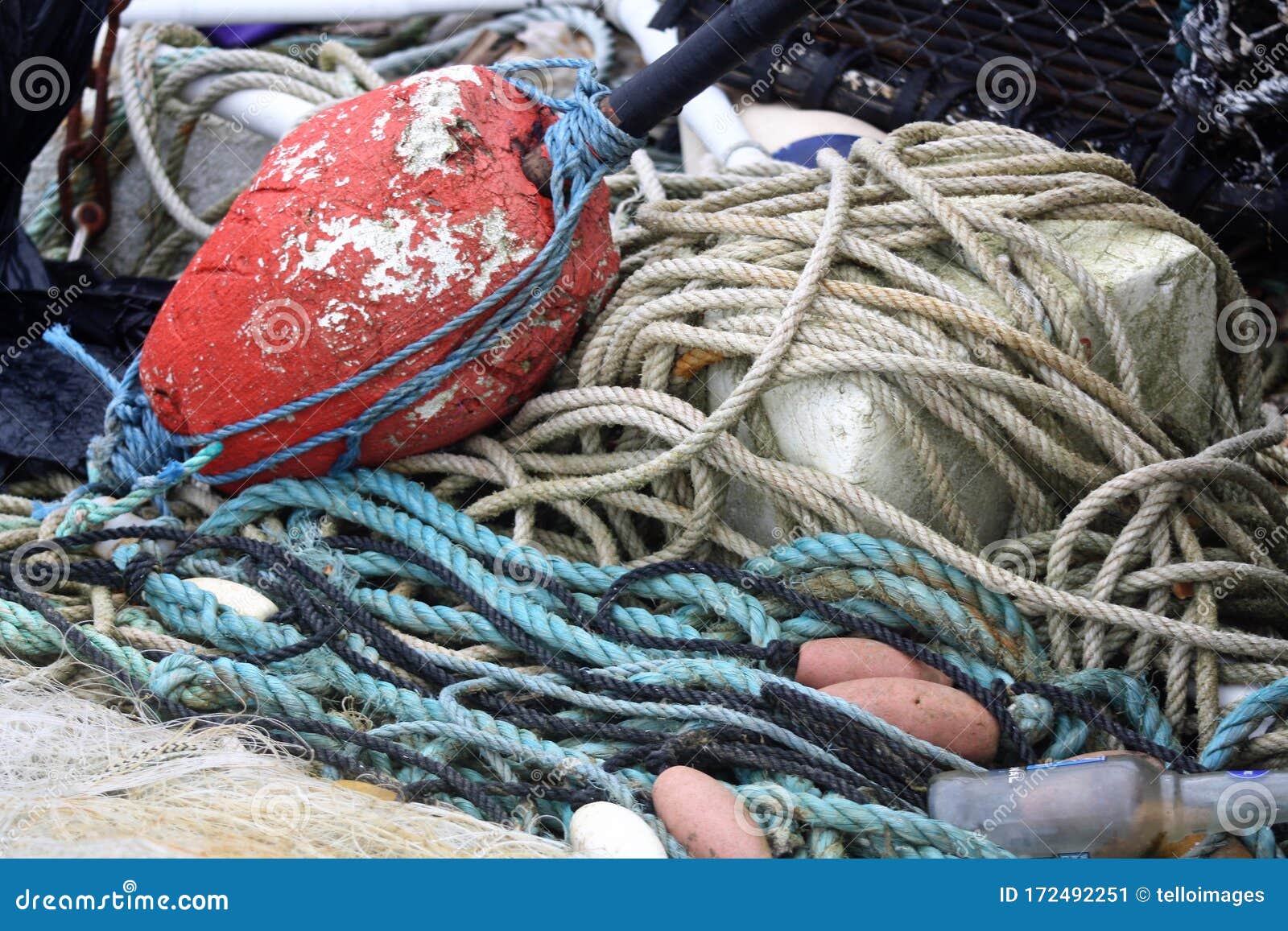 Plastic Rope and Nets on the Beach Stock Image - Image of ecology ...