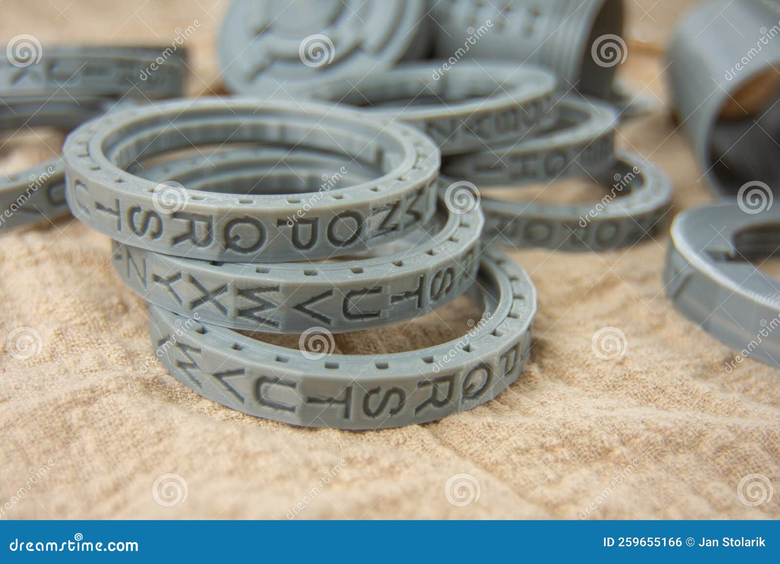 Plastic Round Letters Rings Printed on a 3D Printer for Cryptex Printed ...
