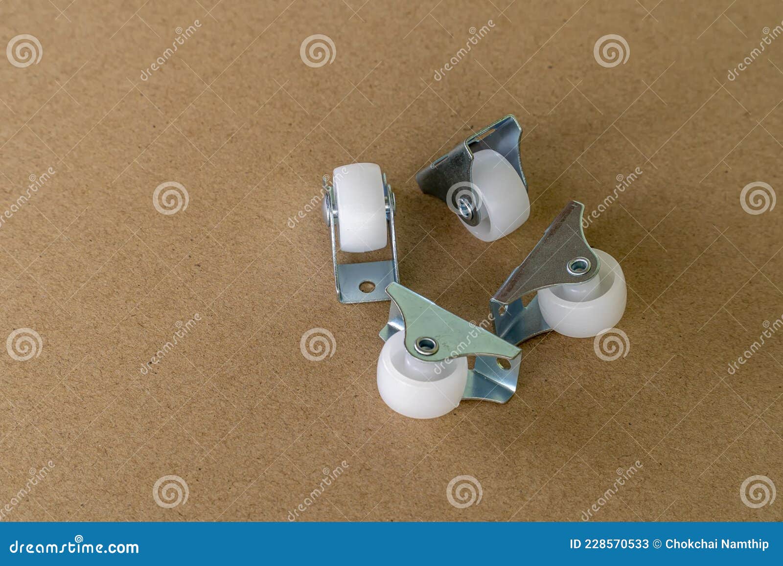 Plastic Rubber White Small Furniture Fixed Caster Wheel Stock Image ...