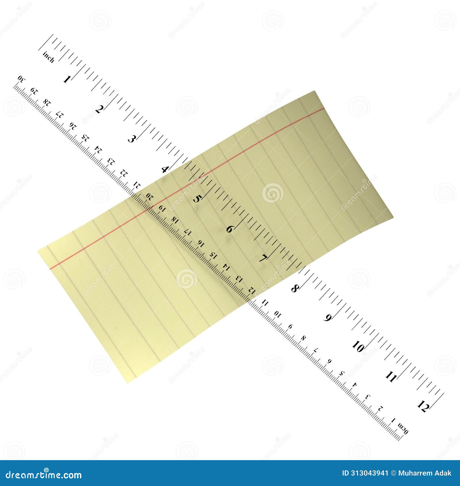 Plastic Ruller and Notepaper Isolated on White Background Stock ...