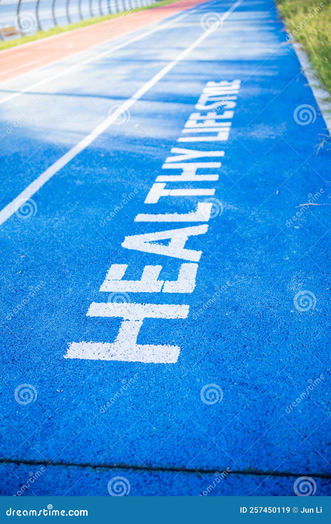 Plastic runway in the park stock image. Image of exercises - 257450119