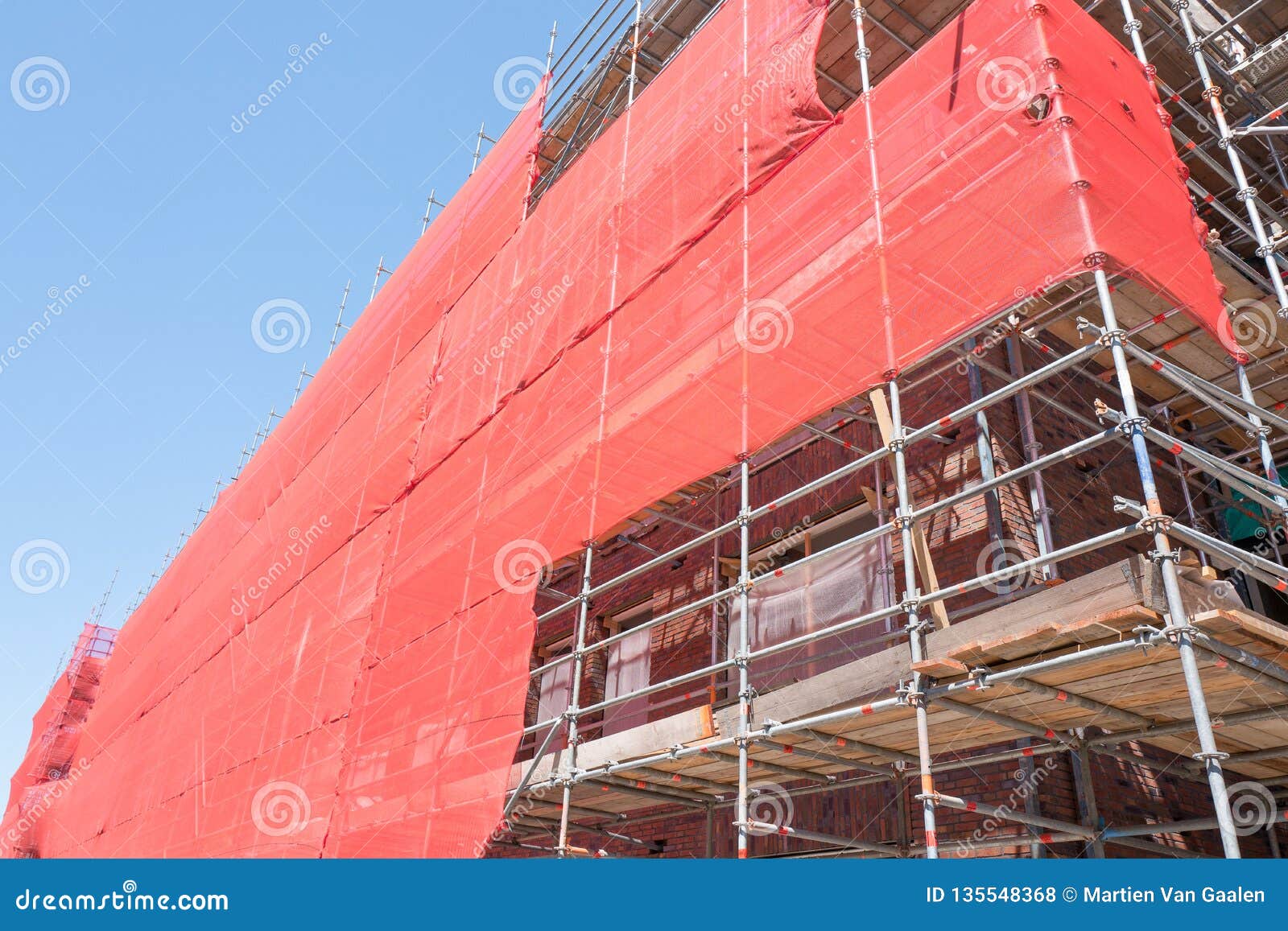 Plastic Safety Net and Scaffolding. Stock Photo - Image of construction ...
