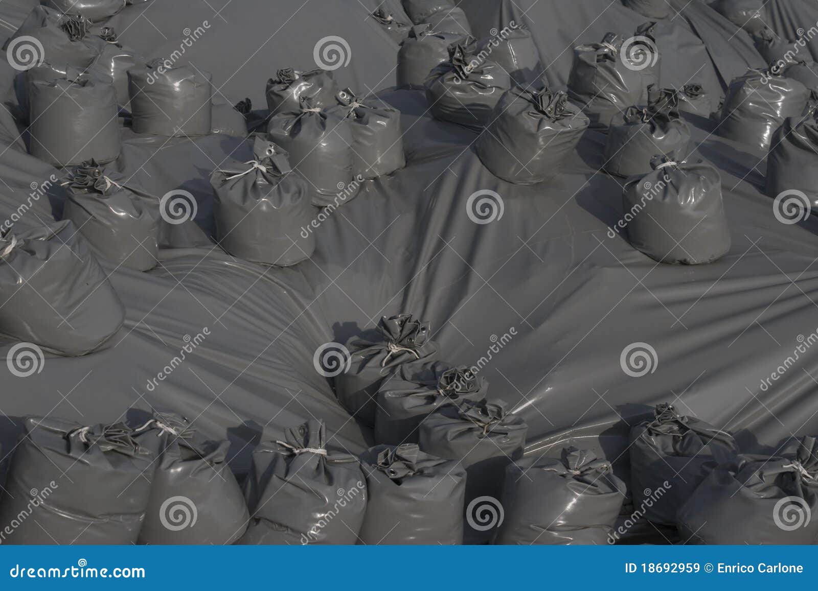 Plastic sand bags stock image. Image of prevention, filled - 18692959