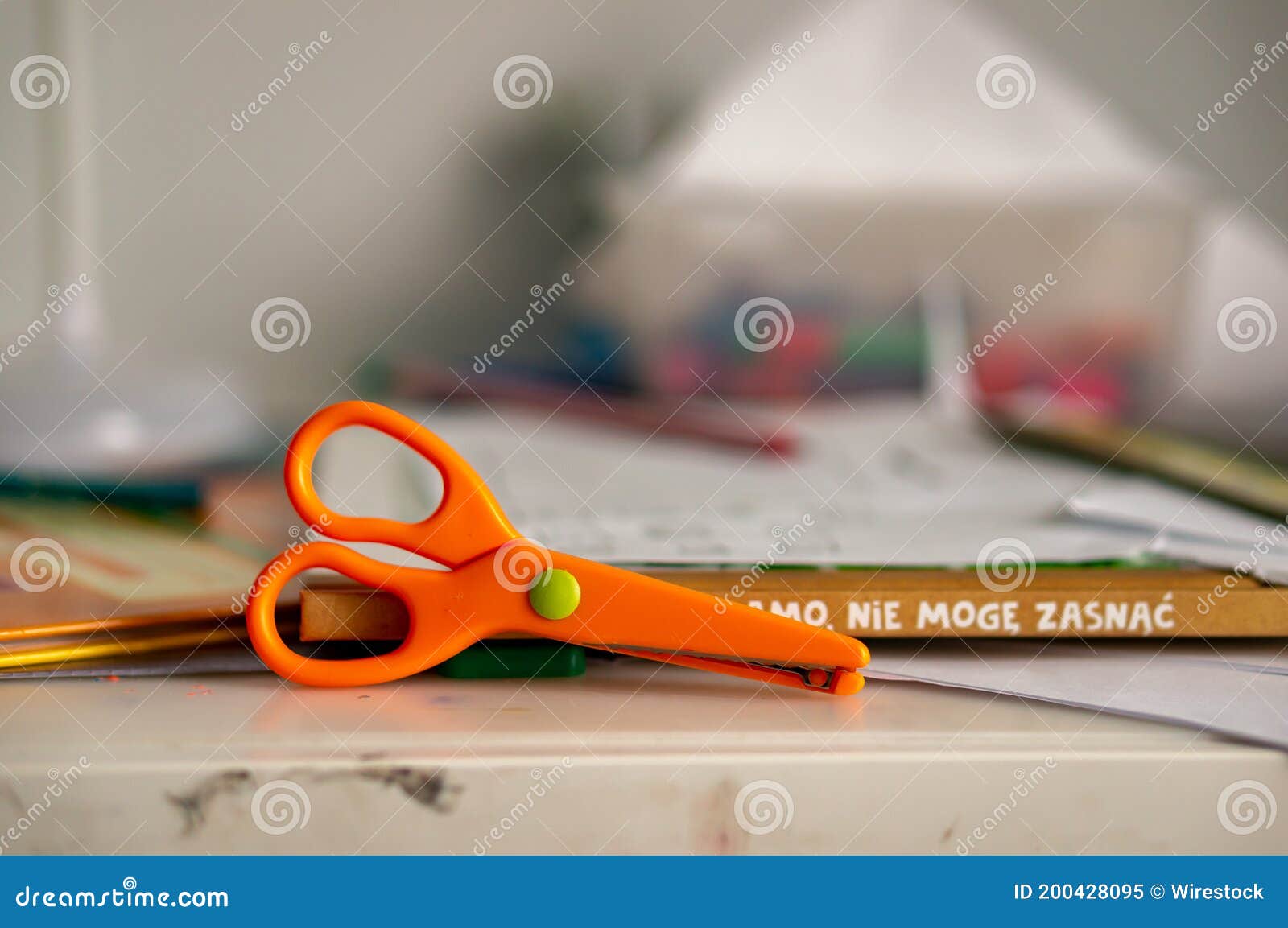 Plastic Scissors on a Table Editorial Image - Image of education ...