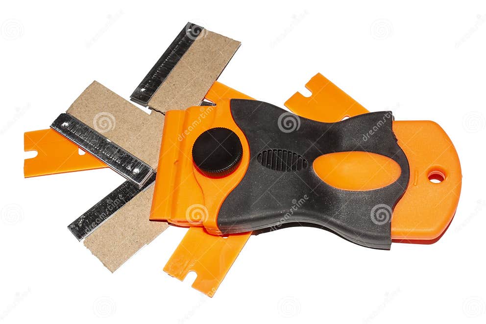 Plastic Scraper with Replaceable Blades on a White Background.a Scraper ...
