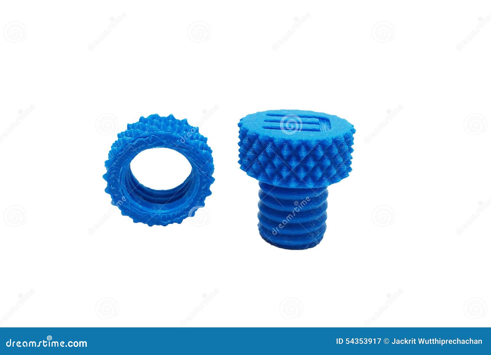 Plastic Nut and Bolt Printed by 3D Printer on White Stock Image - Image ...