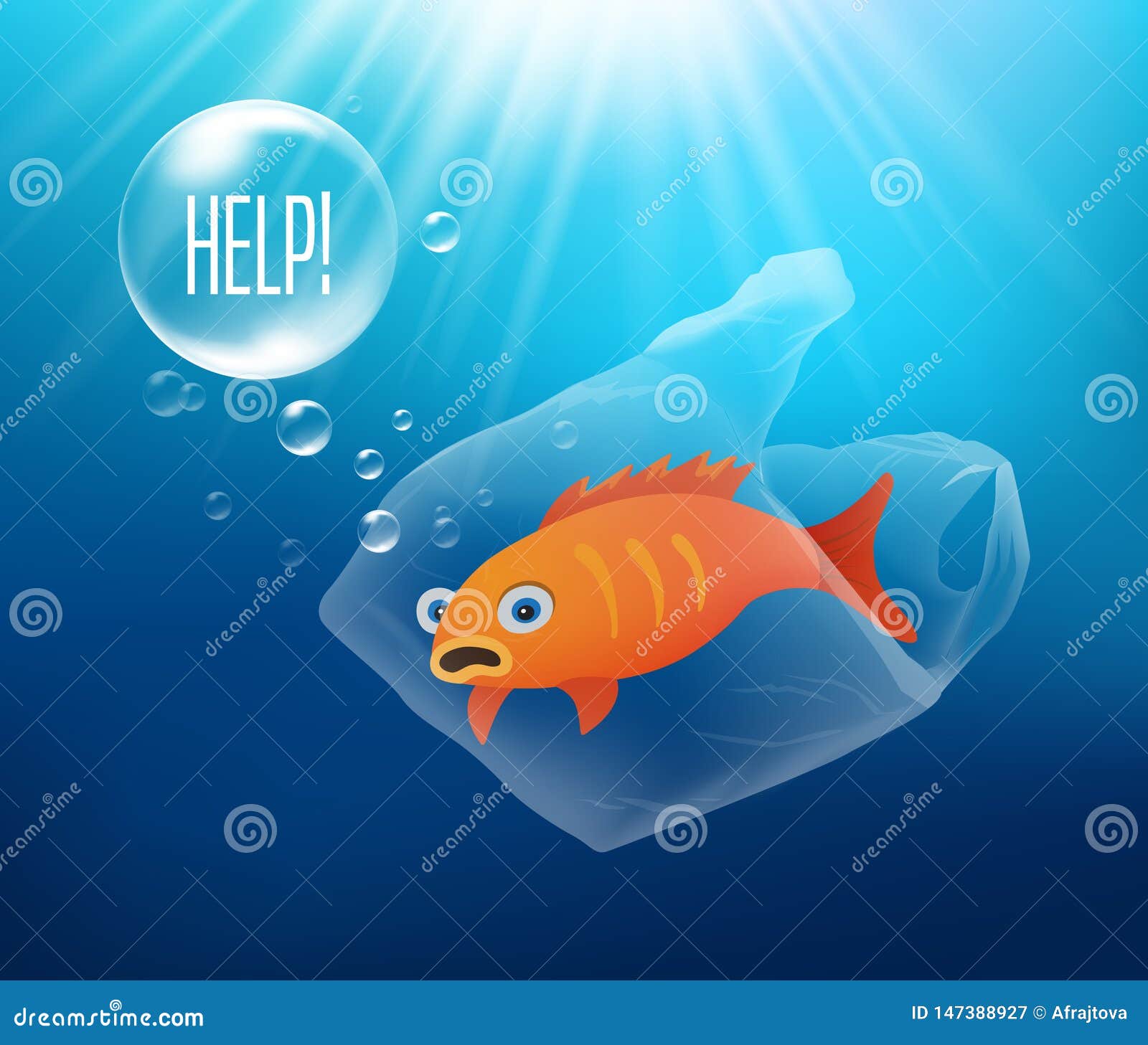 Plastic Sea Pollution - Fish in Danger Stock Vector - Illustration of ...