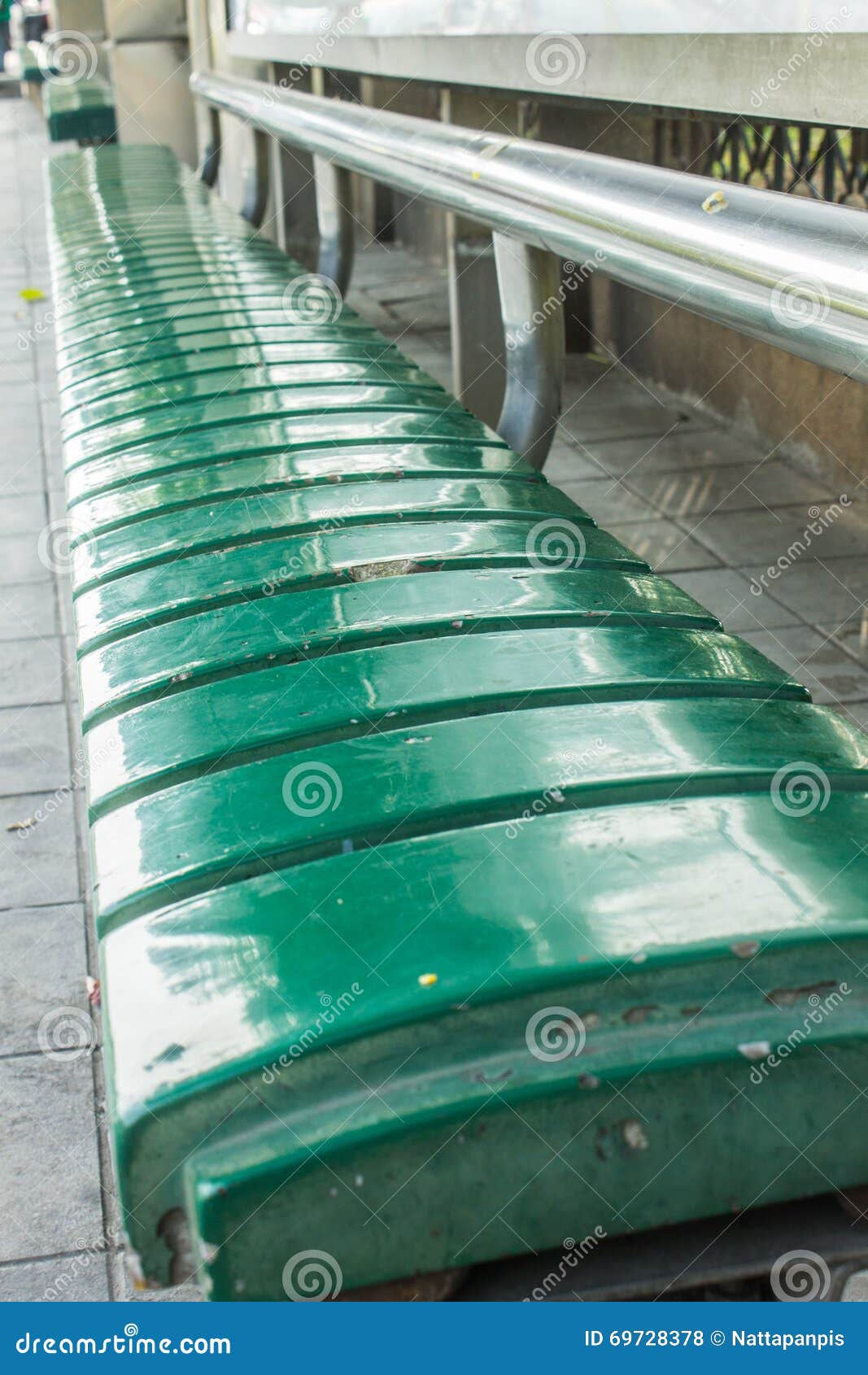 Plastic Seat, Green Chair at Bus Stop Stock Photo - Image of bench ...