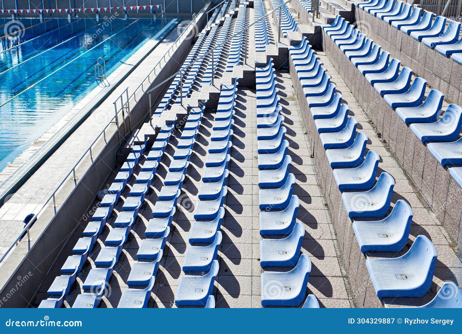 Plastic Seats at Outdoor Swimming Pool Stock Image - Image of ...