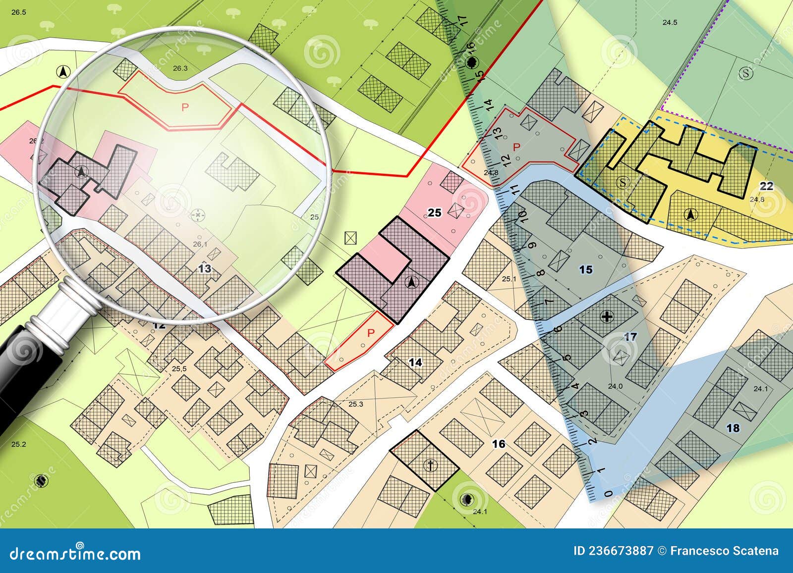 Imaginary General Urban Plan With Urban Destinations, Roads, Buildable ...