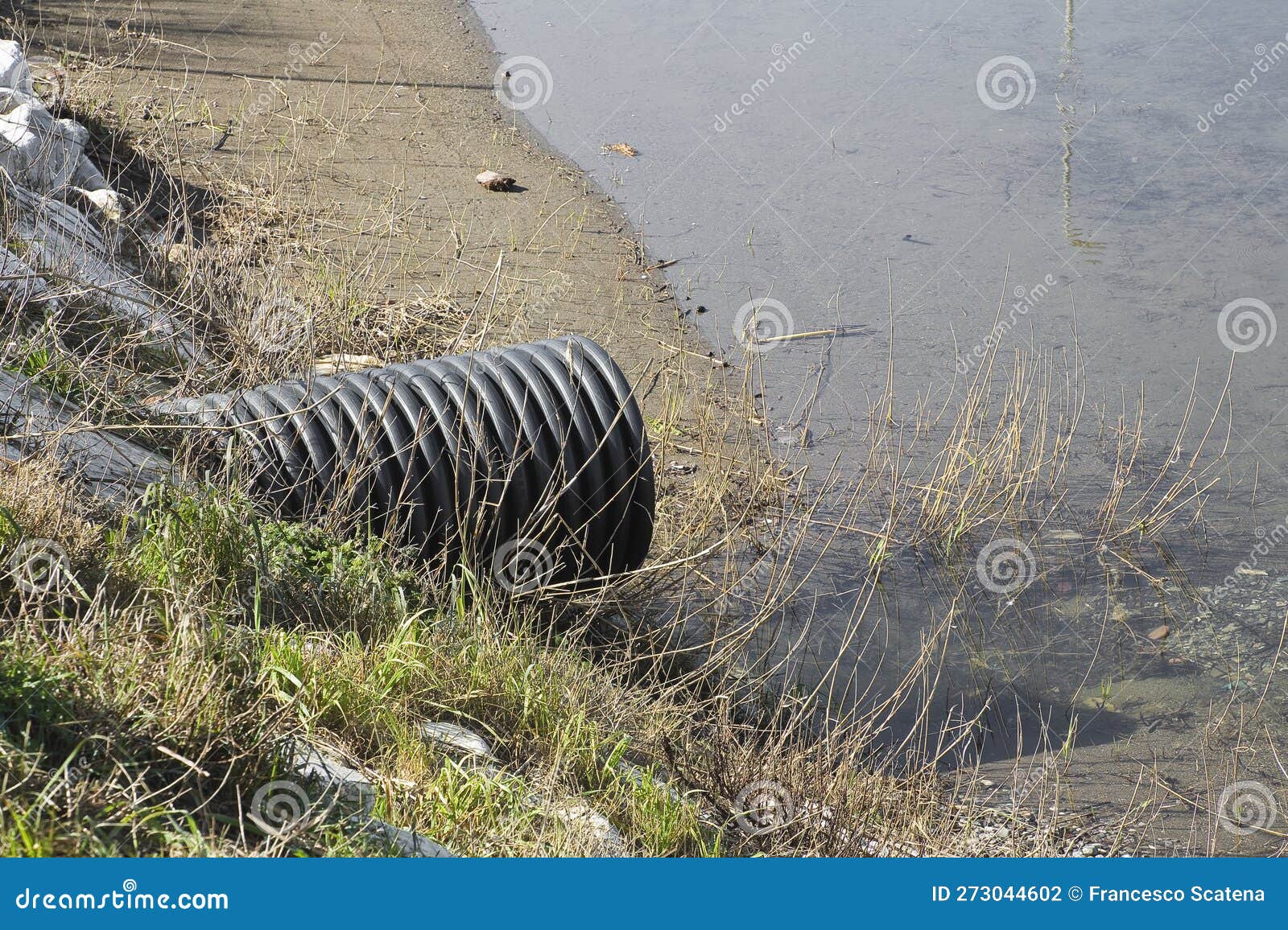 Plastic Sewage Pipe on a Small Stream Stock Photo - Image of running ...