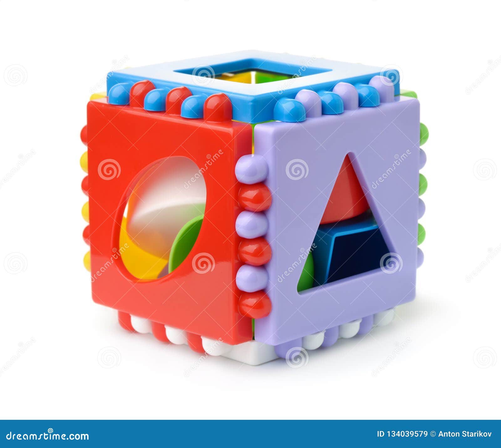 Plastic shape sorter cube stock image. Image of cube - 134039579