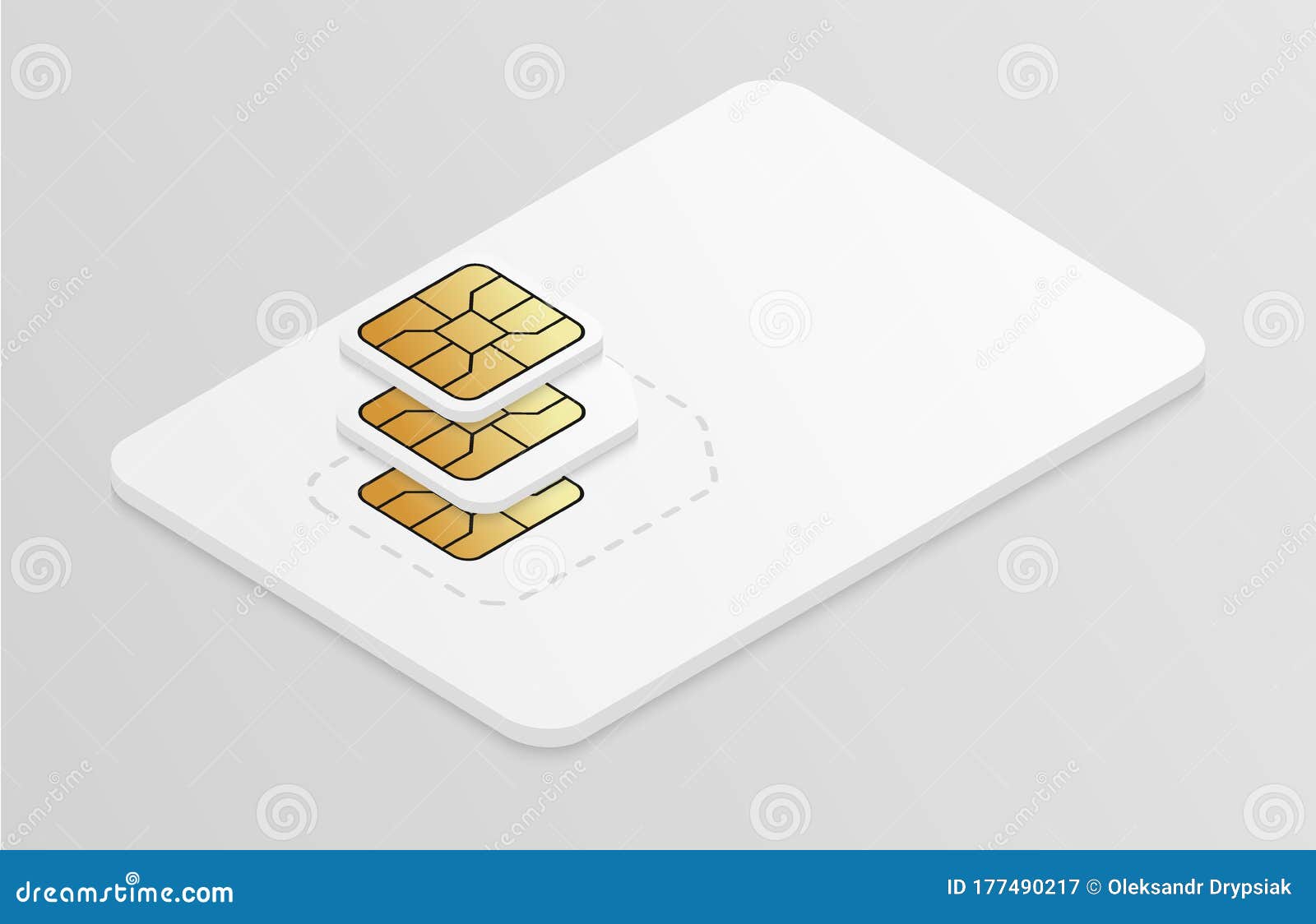 Plastic SIM Card Mockup. Mobile Phone Standard, Micro and Nano Cellular ...