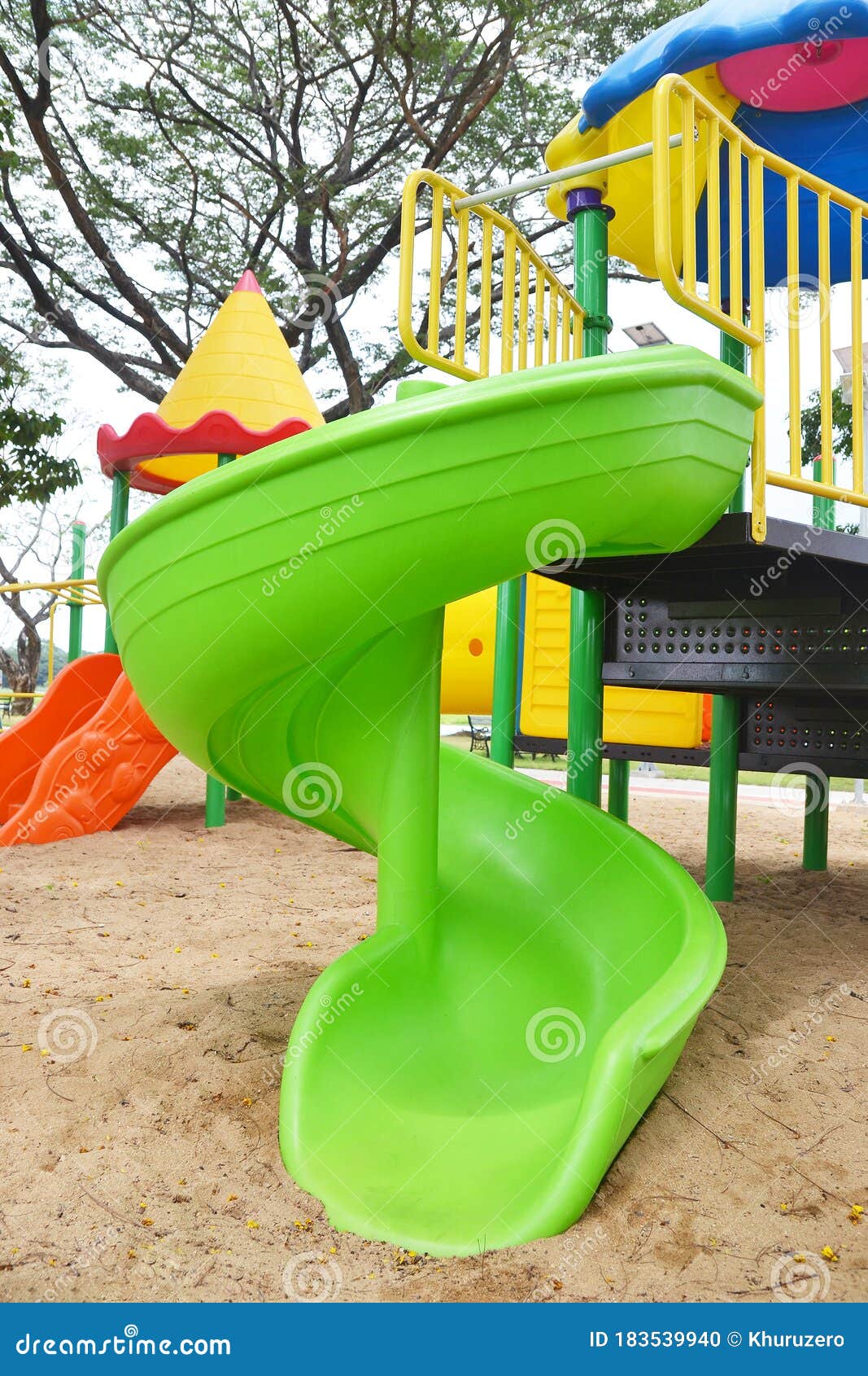 Plastic Slider for Kid on Playground Stock Photo - Image of leisure ...
