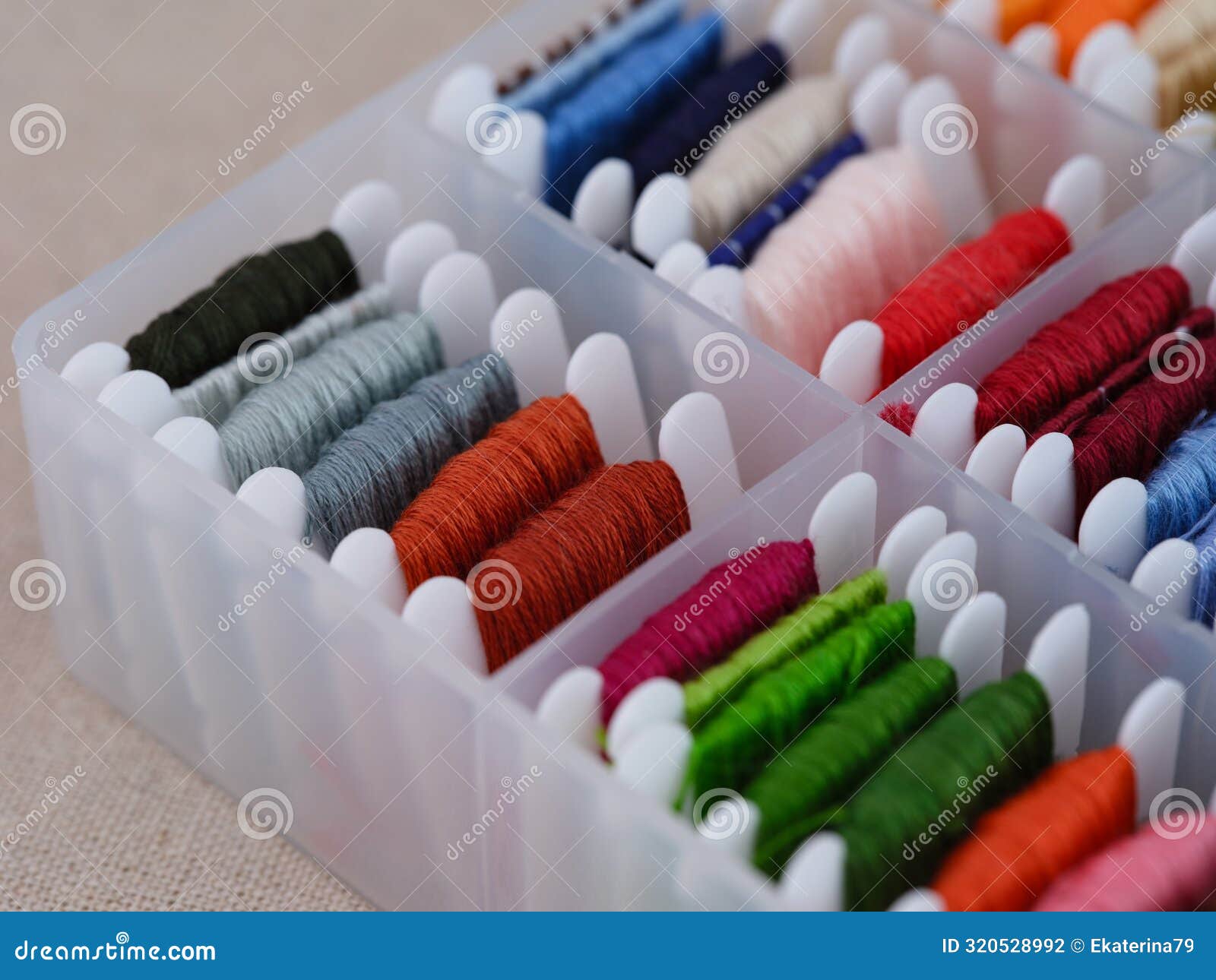 Plastic Sorting Box Full of Bobbins with Different Colour Embroidery ...