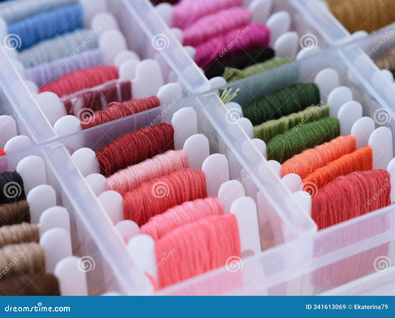 Plastic Sorting Box Full of Bobbins with Different Colour Embroidery ...