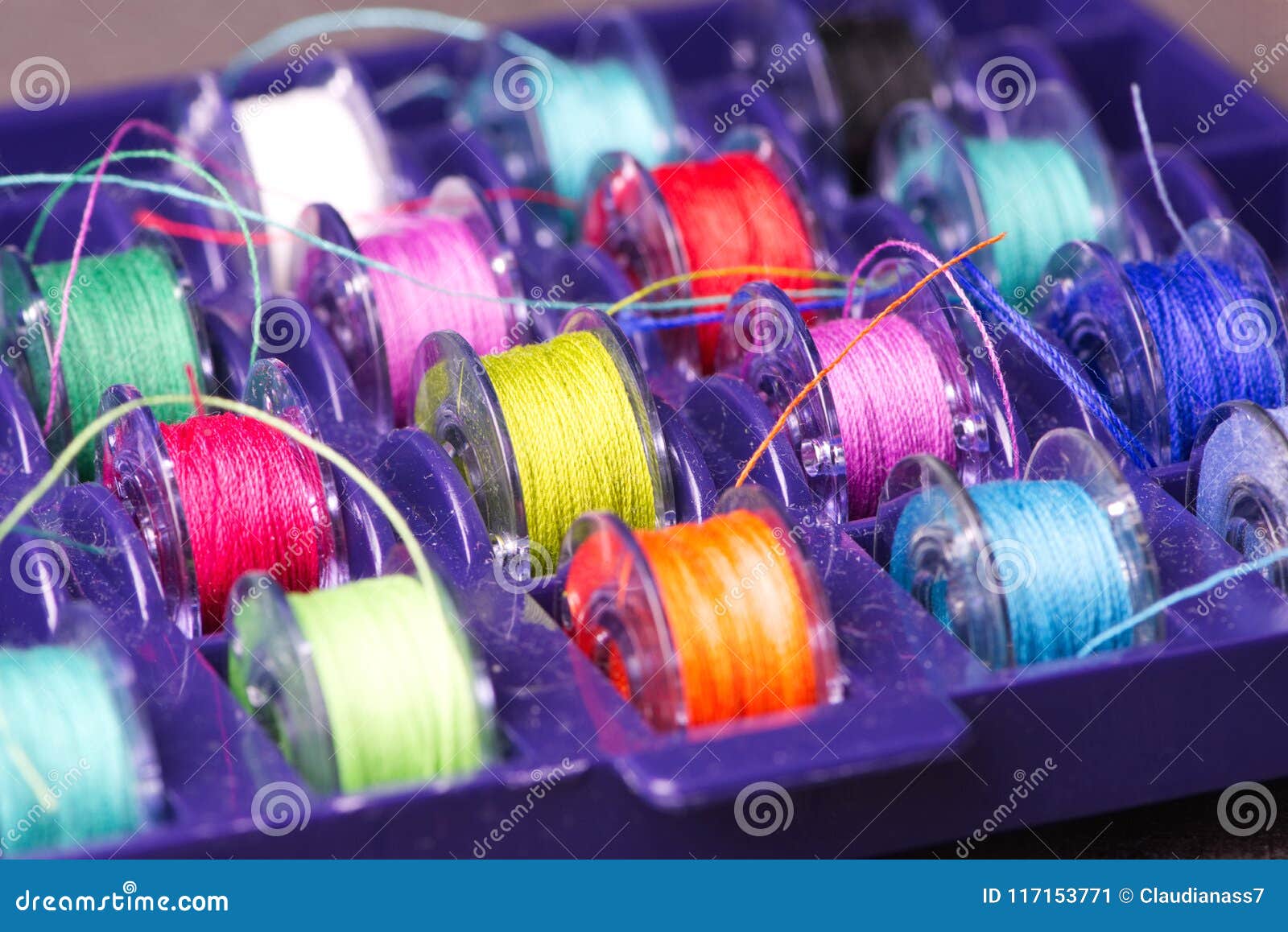 Plastic Spools with Colored Yarn Stock Image - Image of close, plastic ...