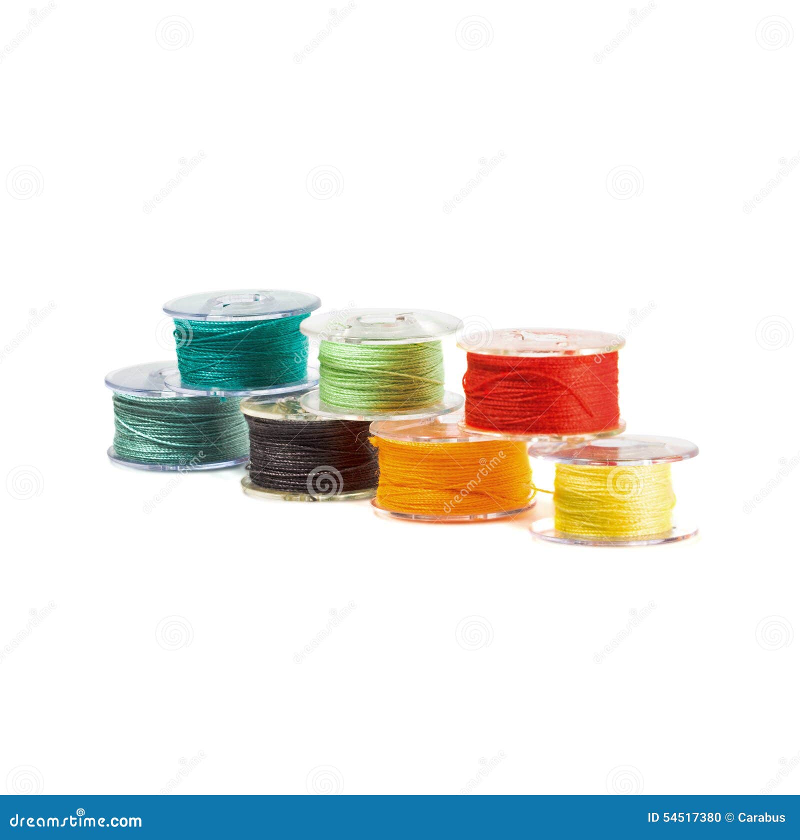 Plastic spools of threads. stock photo. Image of multicolored - 54517380