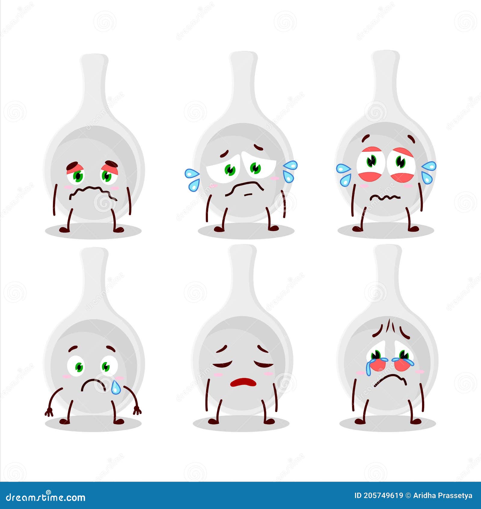 Plastic Spoon Cartoon Character with Sad Expression Stock Vector ...