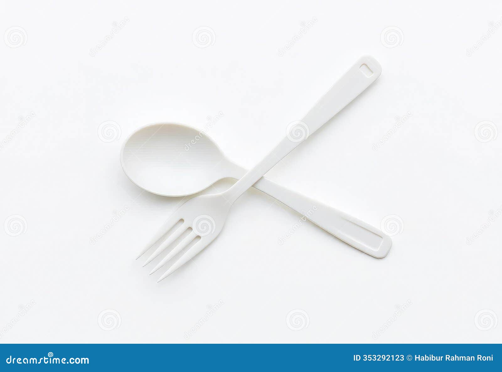 Plastic Spoon and Plastic Fork in a Crossed Position, Isolated on a ...