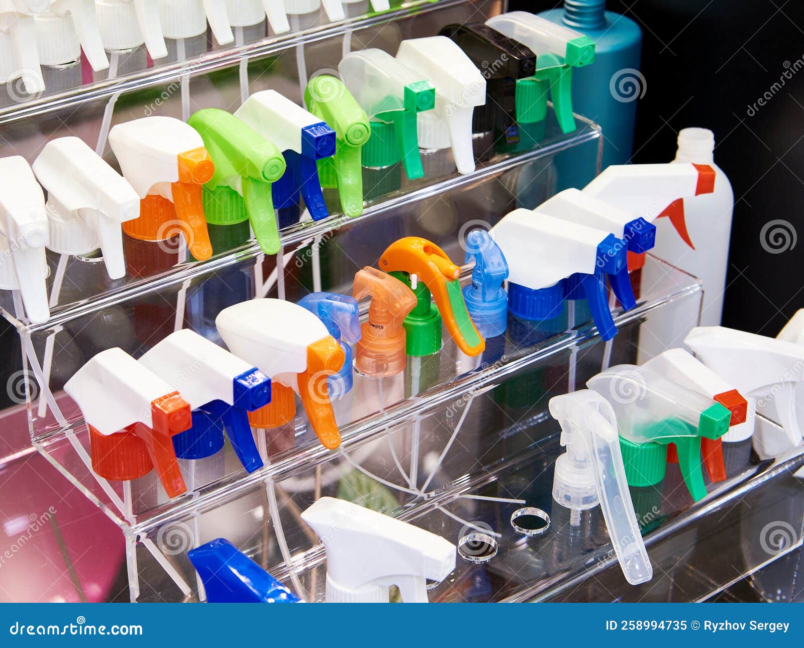 Plastic Spray Nozzles for Household Bottles Stock Image - Image of ...