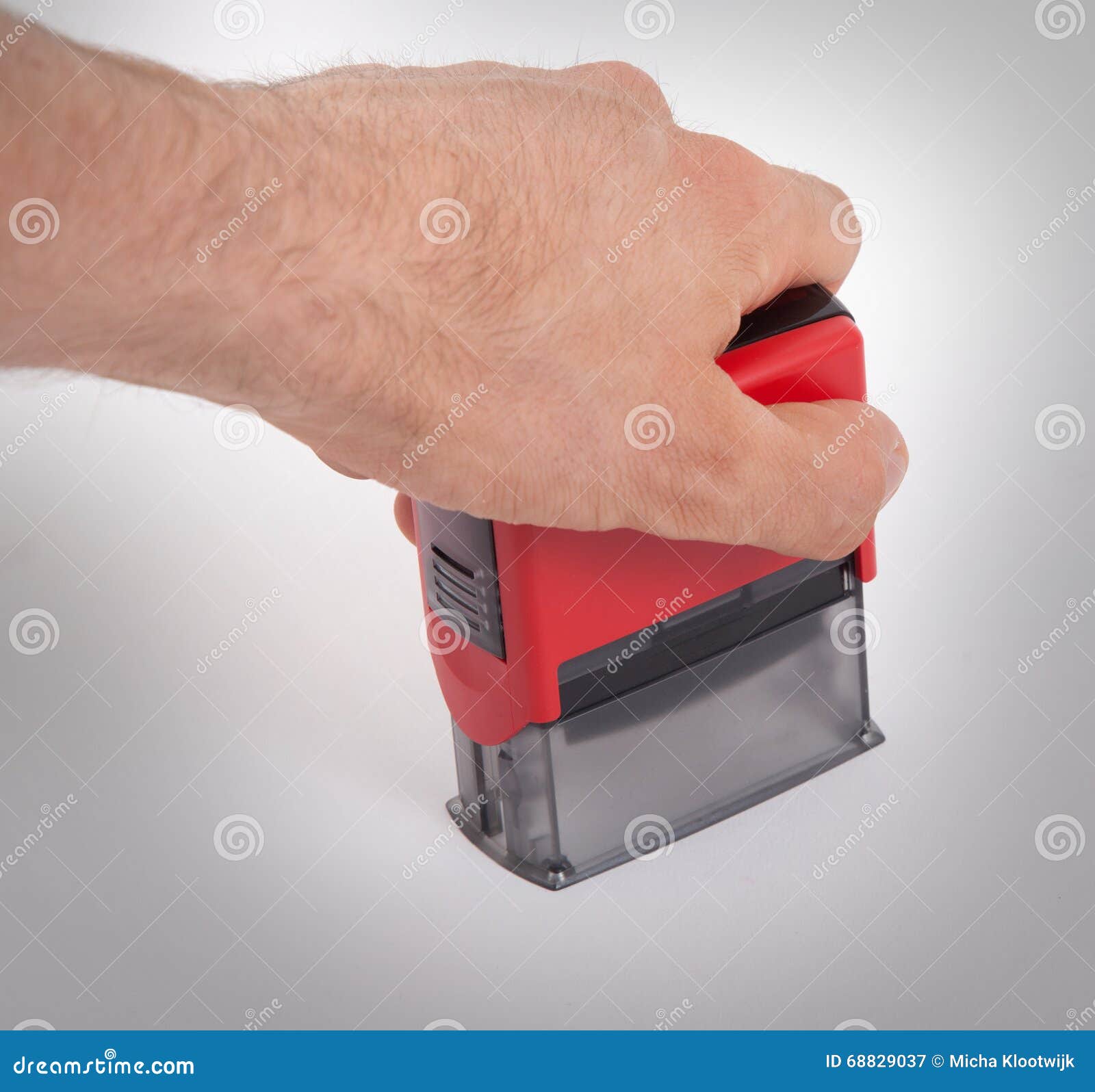 Plastic Stamp in Hand, Isolated Stock Image - Image of certificate ...