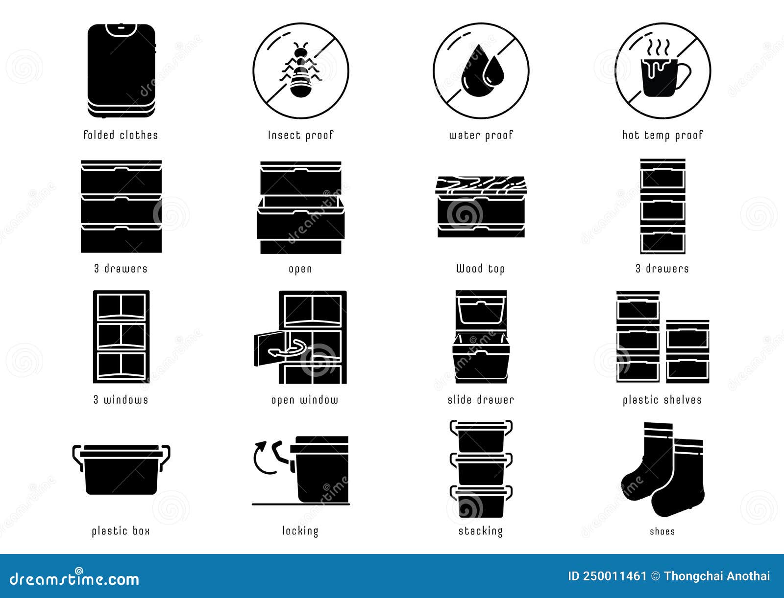 Plastic Storage Icon Set Glyph Stock Vector - Illustration of stack ...