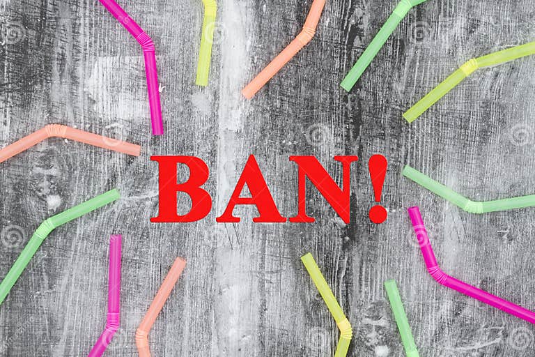 Plastic Straw Ban Message with Multi Colored Plastic Straws Stock Image ...