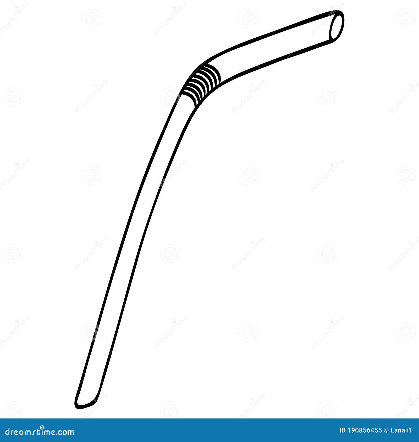 Plastic Straw for Drinking a Refreshing Cocktail. Sketch. Vector Stock ...