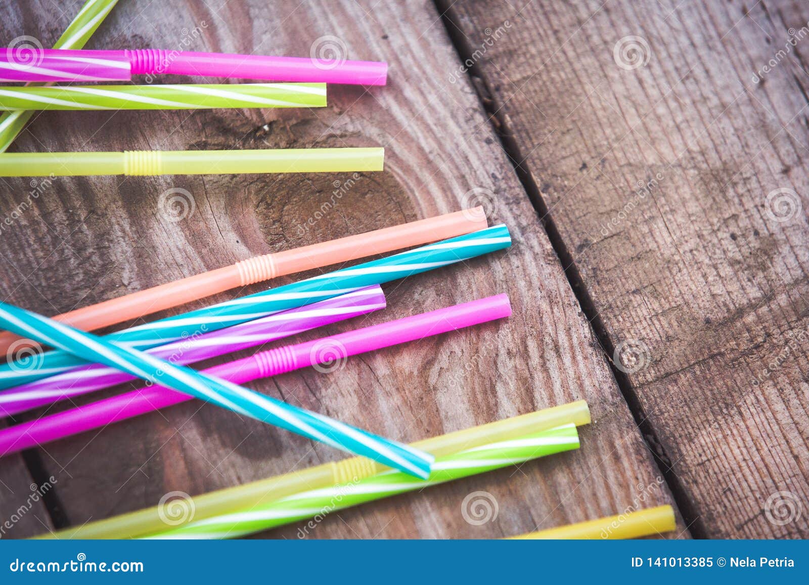 Plastic Straws on Wooden Background Plastic Free Stock Image - Image of ...
