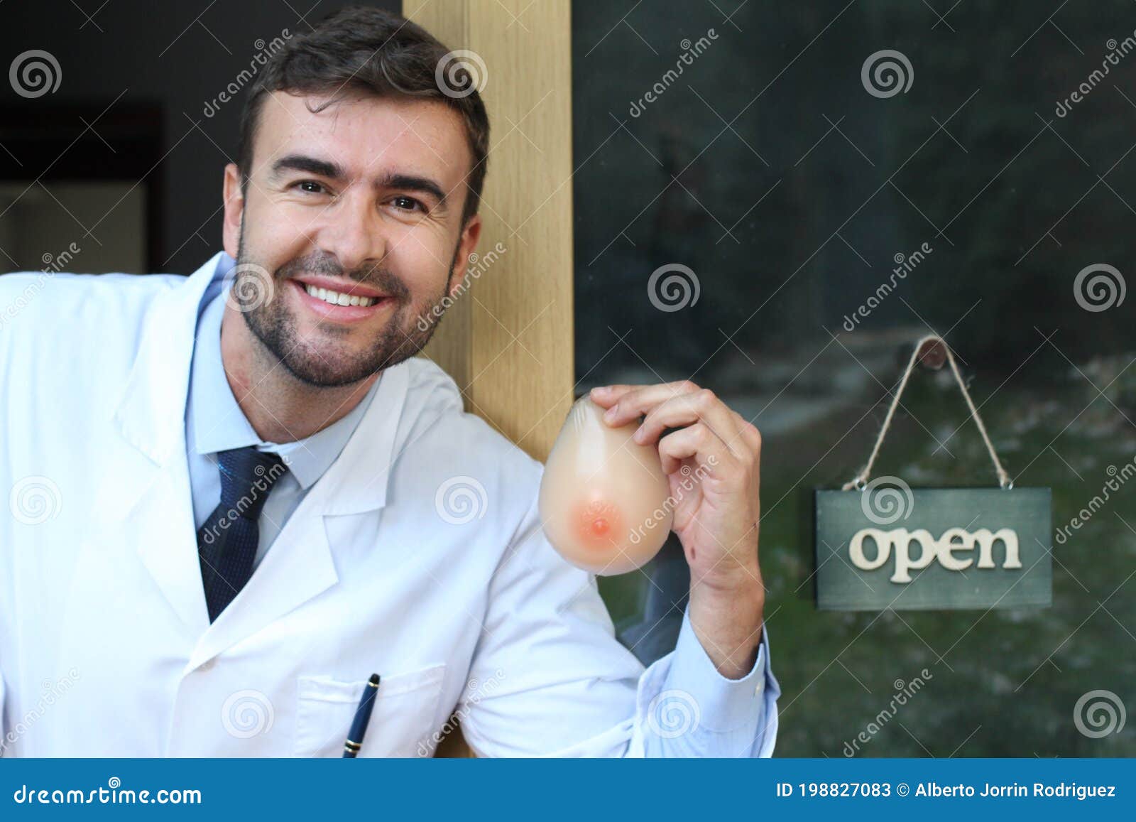 Plastic Surgeon Holding Breast Implant Stock Image - Image of person ...