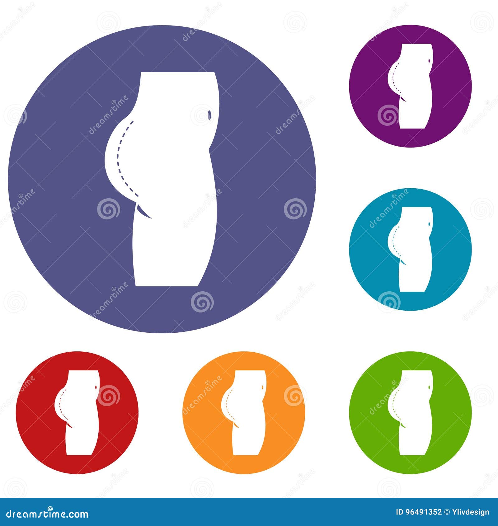 Plastic Surgery of Buttocks Icons Set Stock Vector - Illustration of ...