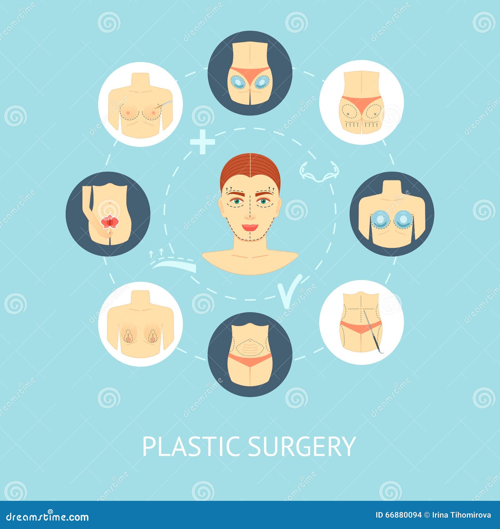 Plastic Surgery Flat Icon Set. Plastic Surgery Banner, Background ...