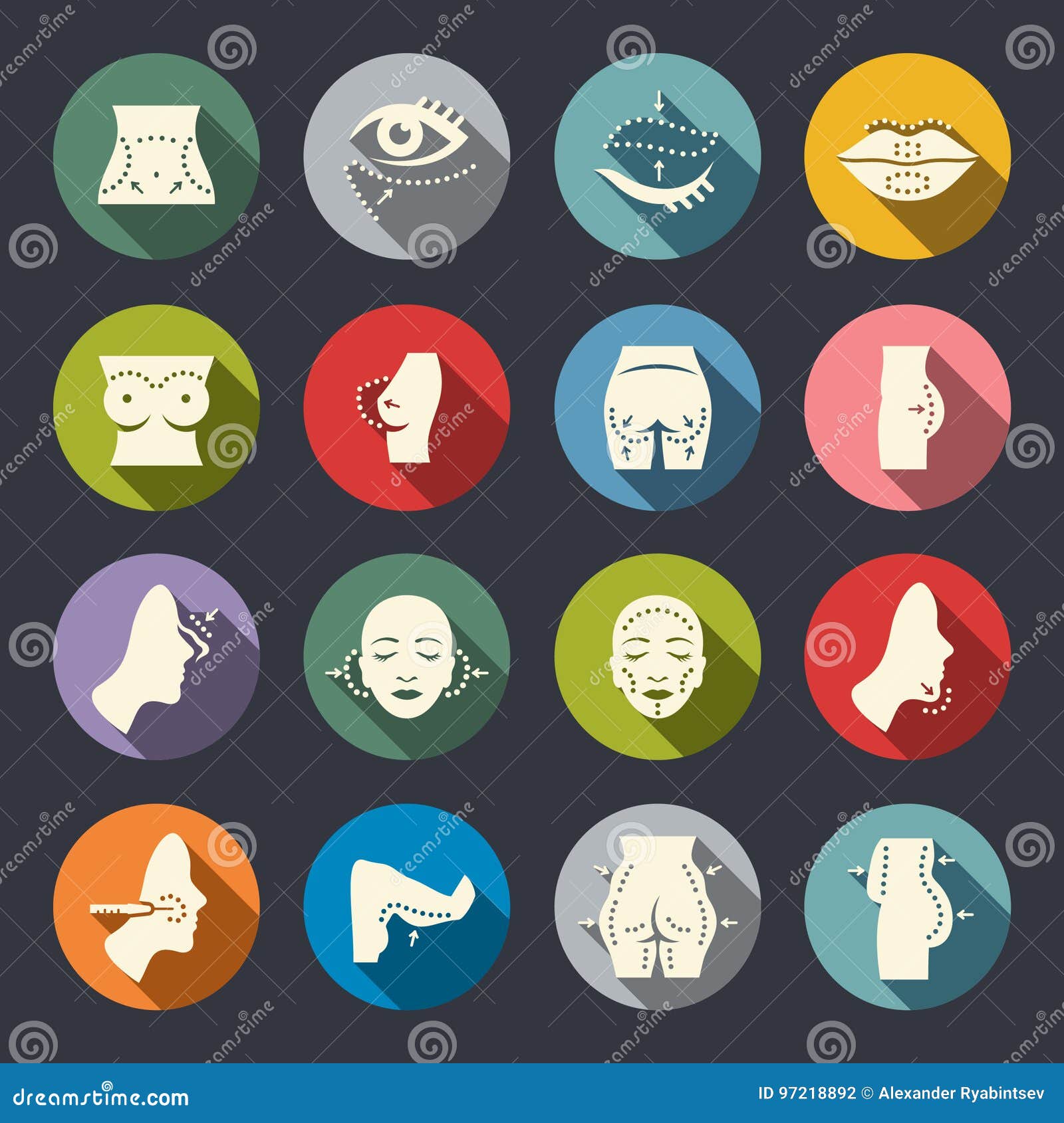 Plastic surgery icons stock vector. Illustration of icon - 97218892