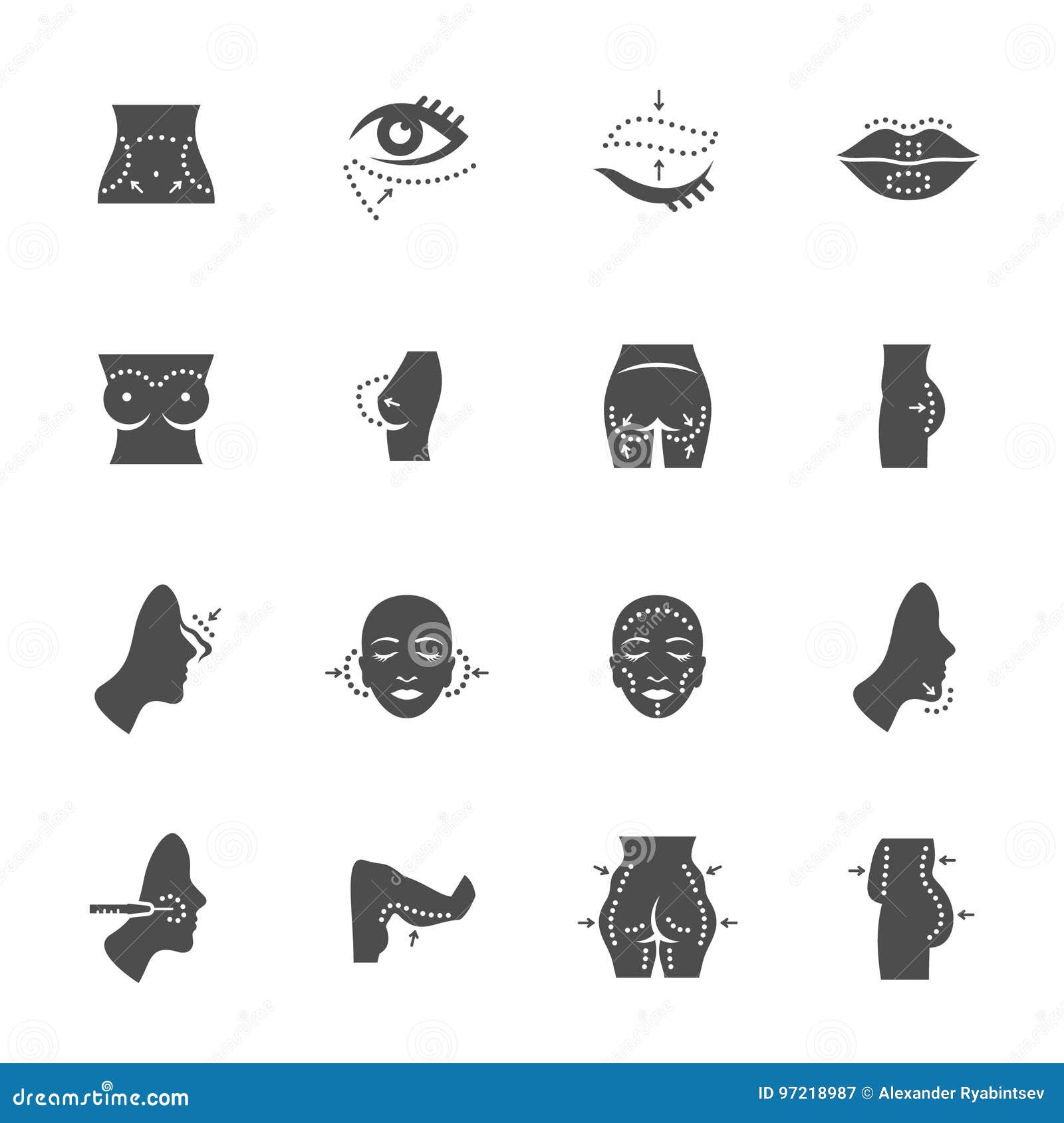 Plastic Surgery Icons Vector Illustration | CartoonDealer.com #97218892