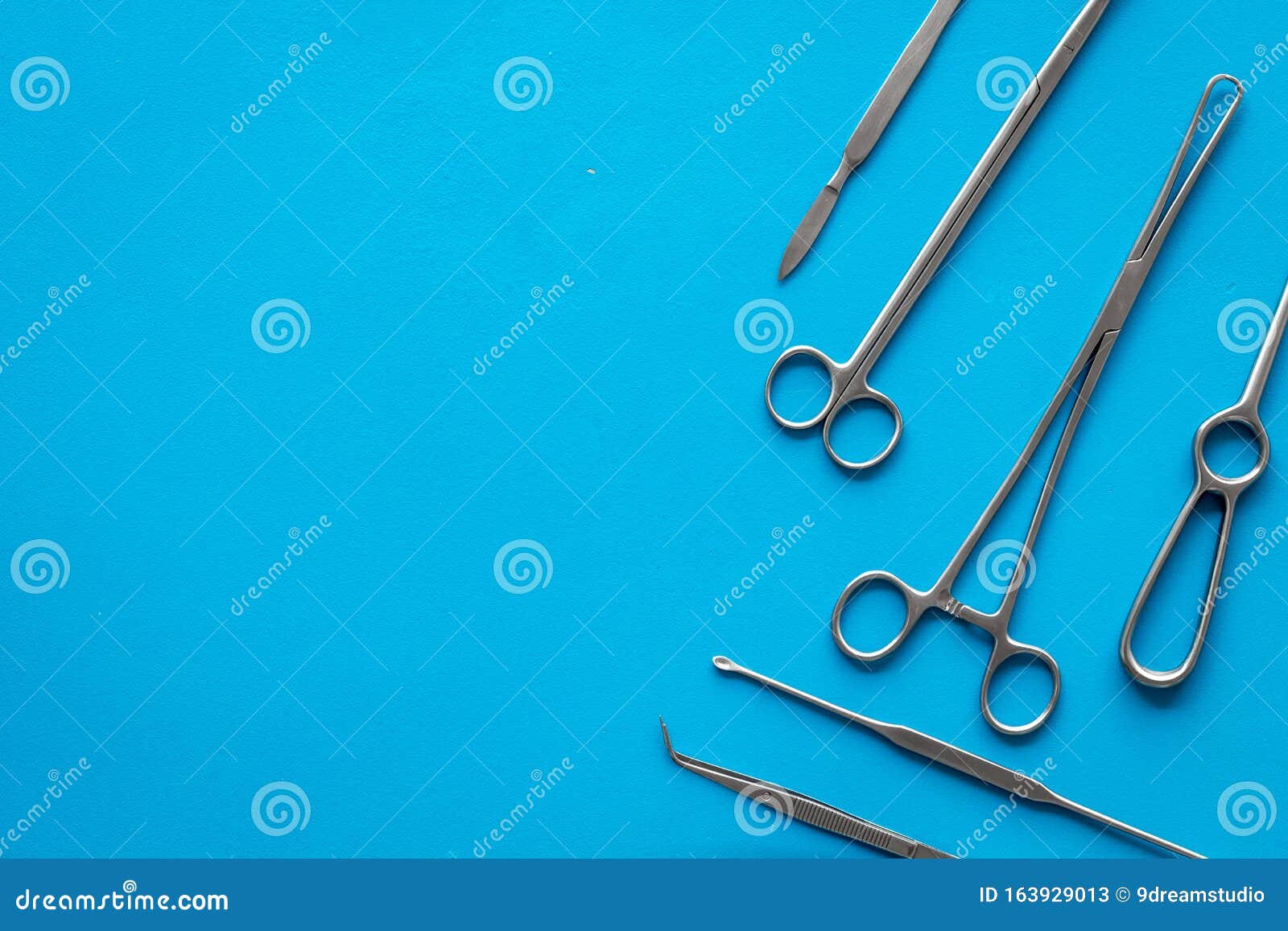 Plastic Surgery. Instruments for Beauty Operations on Blue Background ...