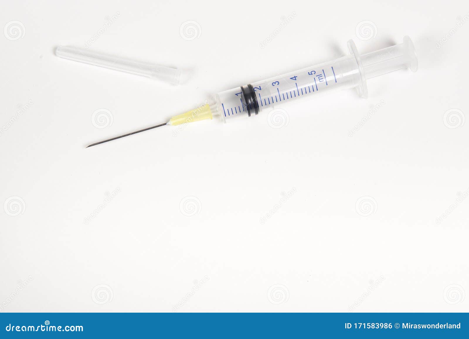 Plastic Syringe or Injection Needle on a White Background with Space ...