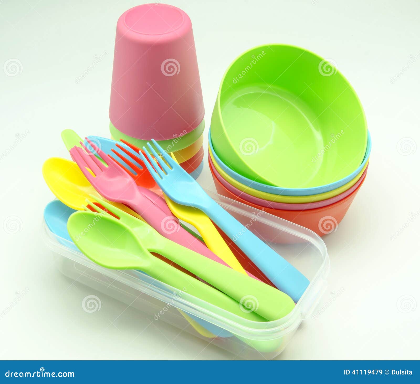 Plastic tableware stock image. Image of multicolor, pink - 41119479