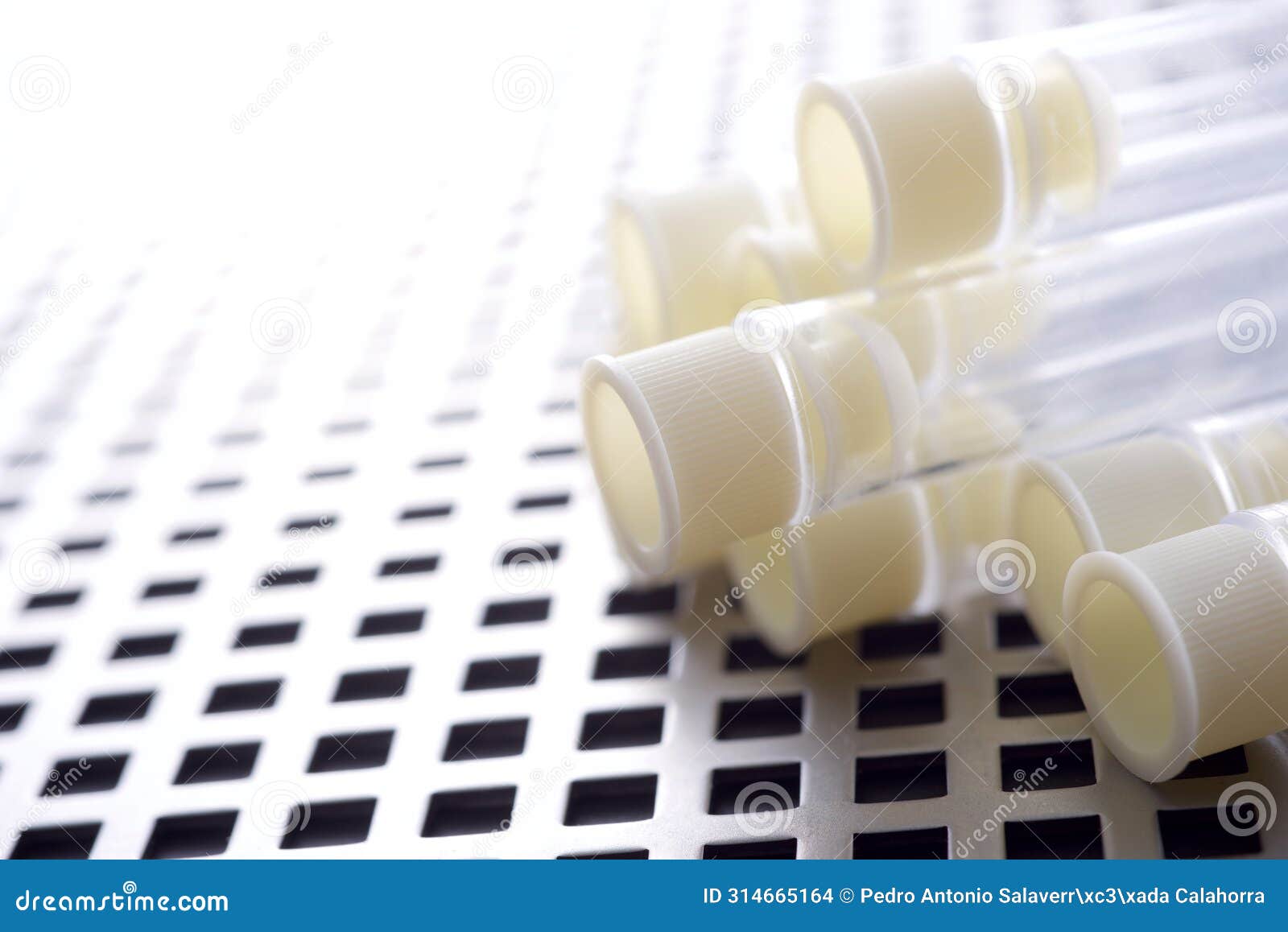 Plastic Test Tubes on a Gridded Metal Surface Stock Photo - Image of ...