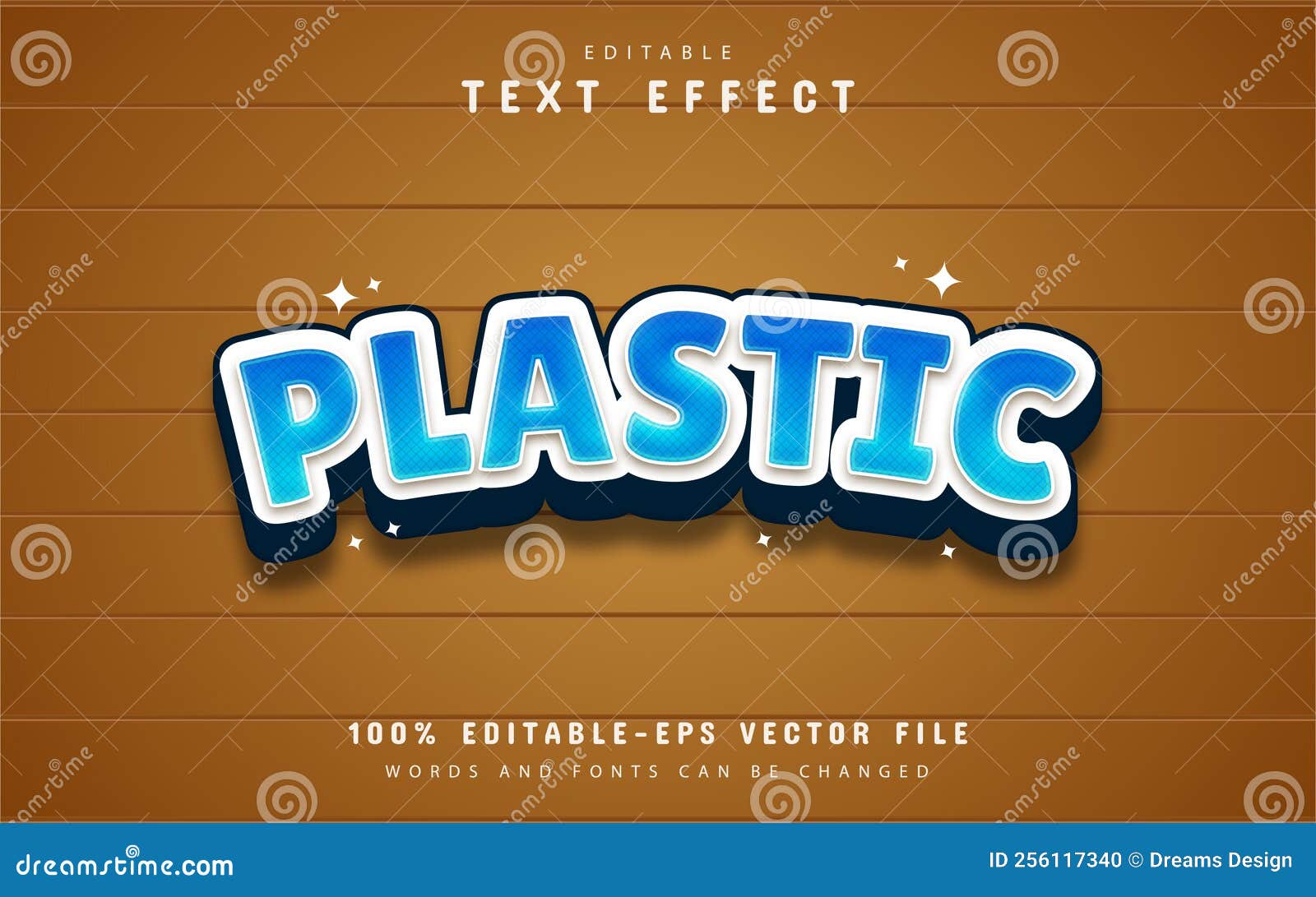 Plastic Text, Blue Cartoon Style Text Effect Stock Vector ...