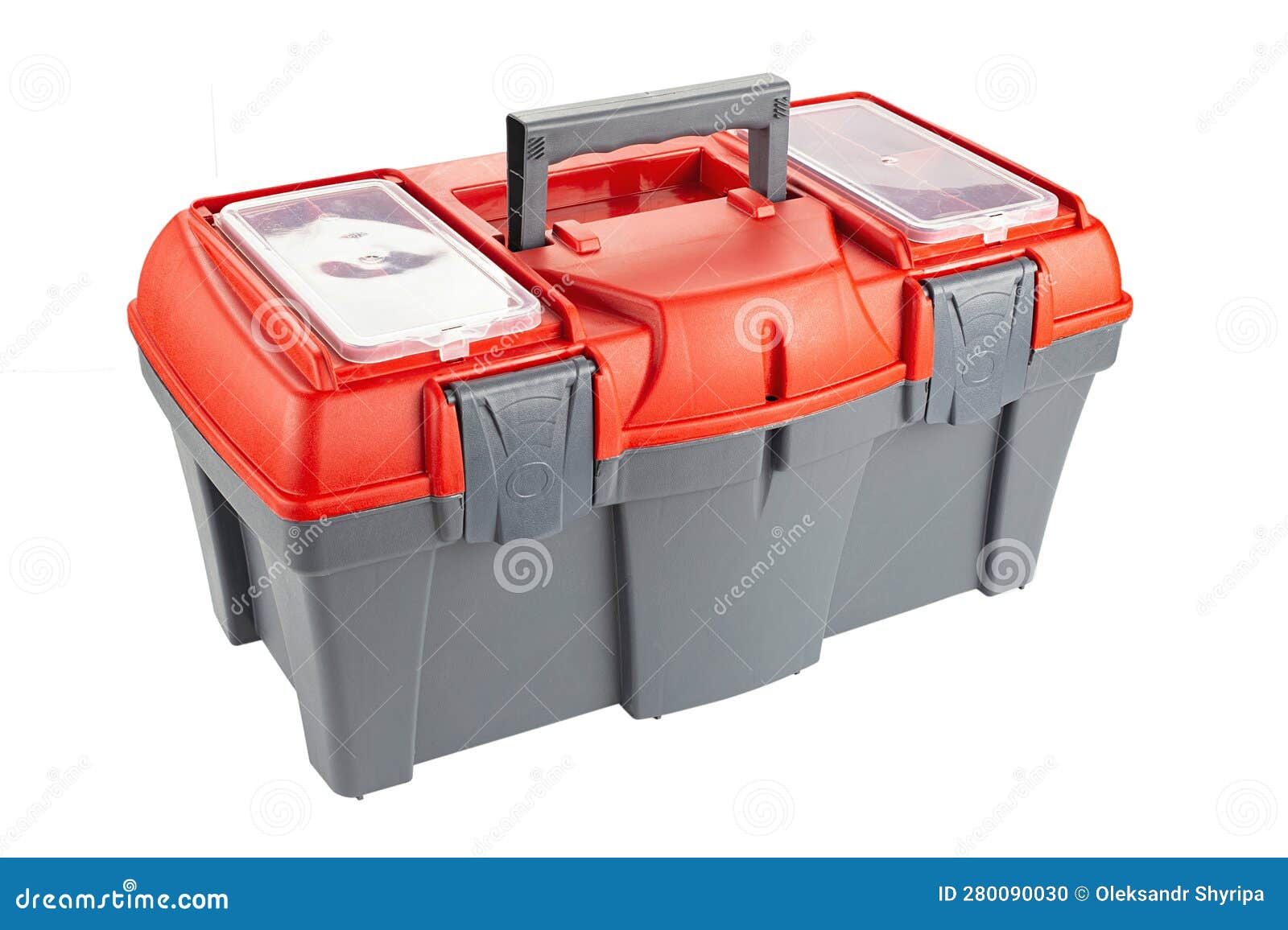 Plastic Toolbox with Red Top Isolated on White Background Stock Photo ...