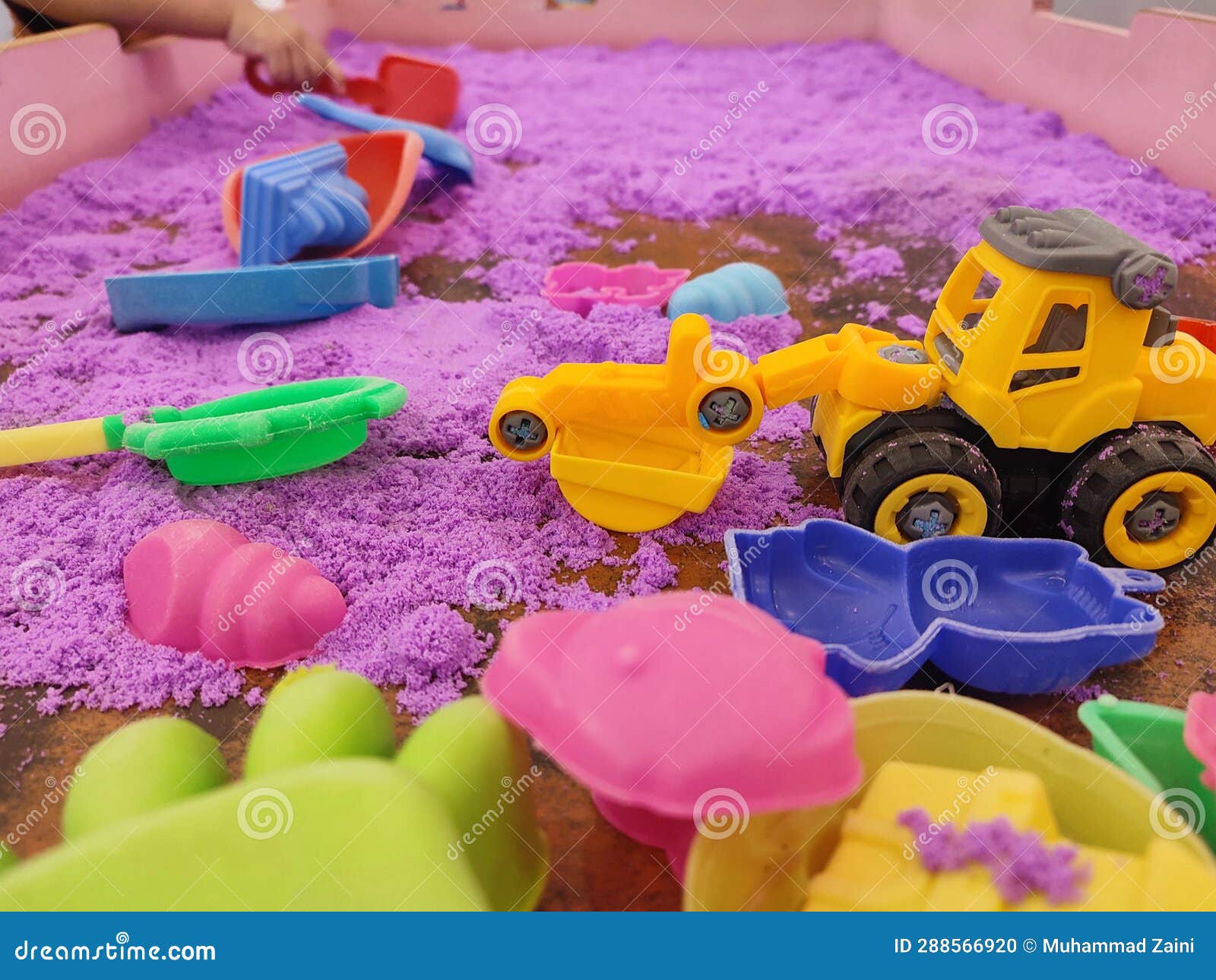 Plastic Toy on Kinetic Sand Pool Stock Photo - Image of creativity ...
